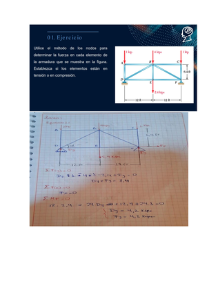 Estática Tarea 1 - Estática - Ejercicios de la Tarea 1 1. P= 3656,92 N R= 3728,41 N 2. F= 517,83 ...