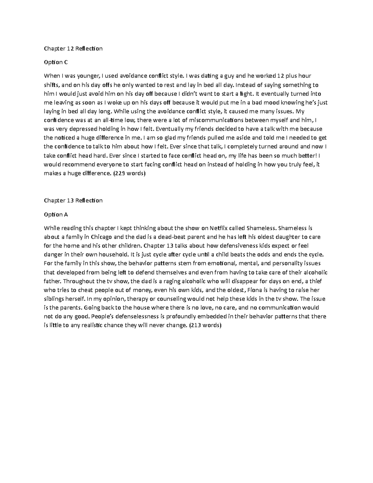 Chapter 12 and 13 reflection - Chapter 12 Reflection Option C When I ...