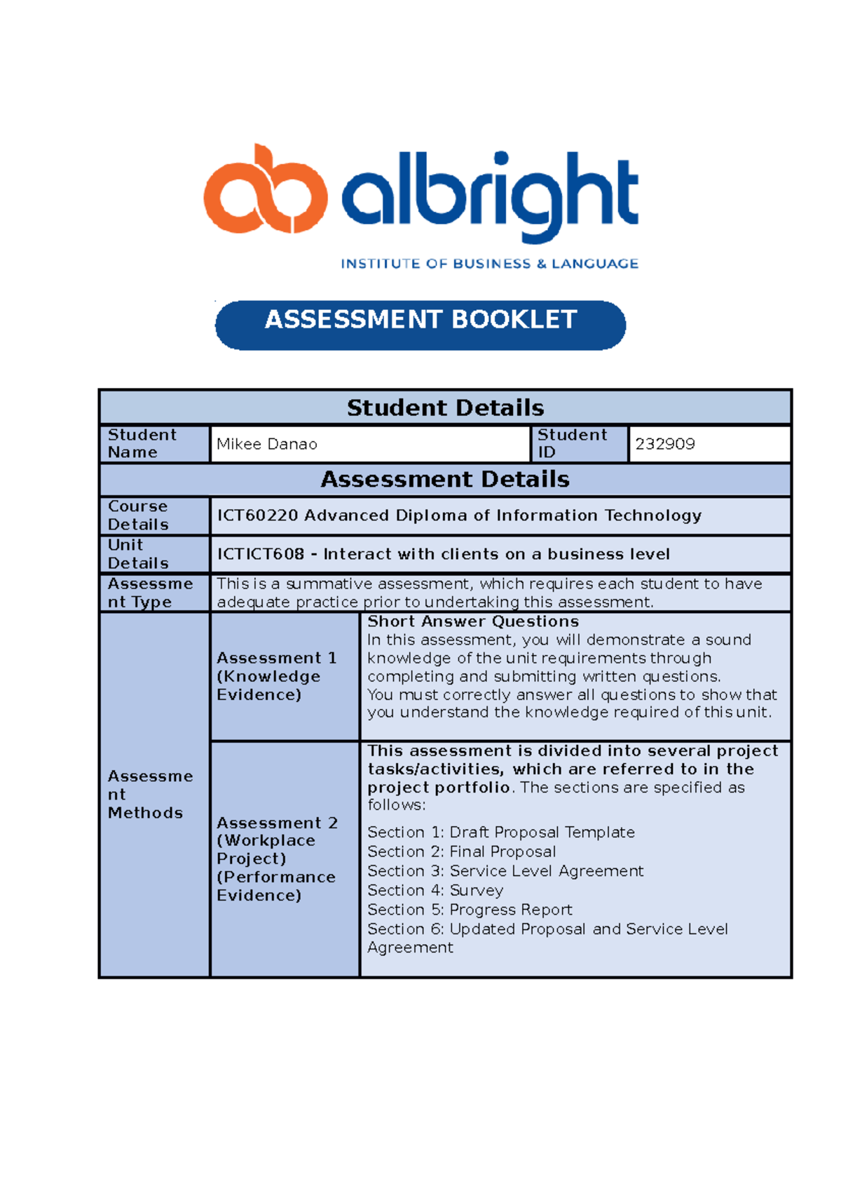 Student Assessment - Student Details ####### Student ####### Name ...