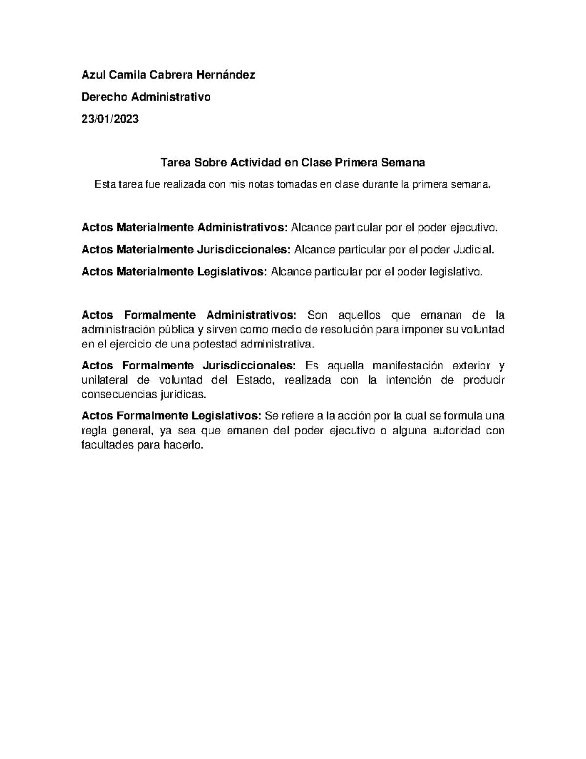 Tarea Actividad Primera semana - Azul Camila Cabrera Hernández Derecho ...