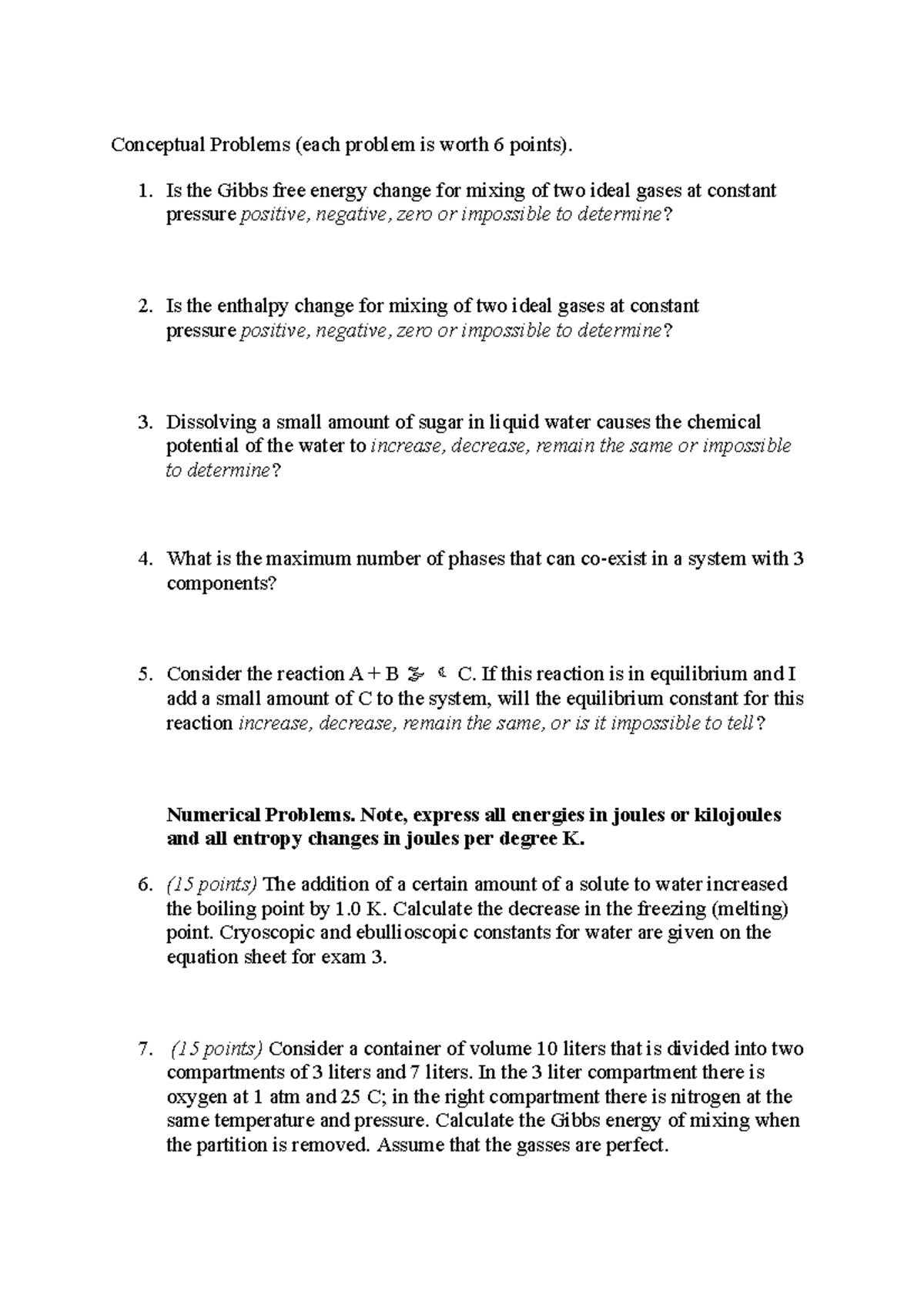 Conceptual Problem 2 - Questions. - Conceptual Problems (each problem ...