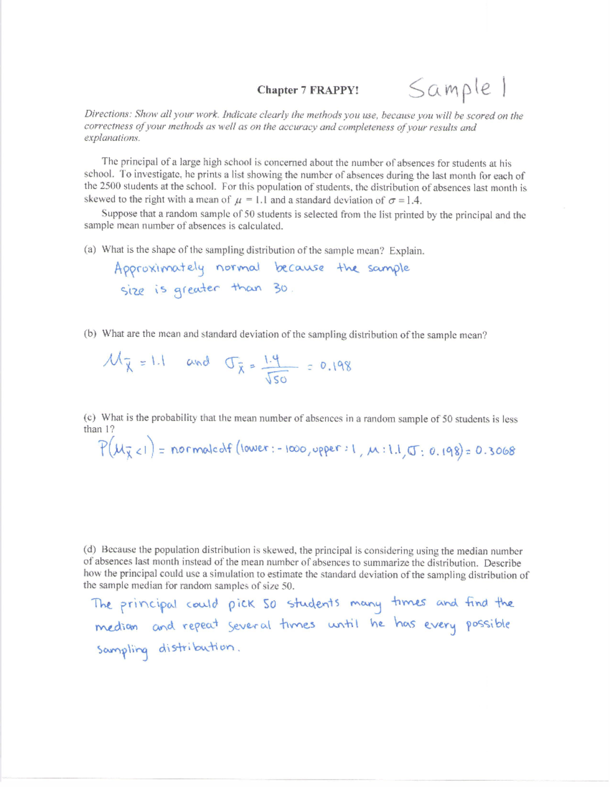 Trm ch7 frappy student samples - MATHEMATICAL STATISTICS(English) - Studocu