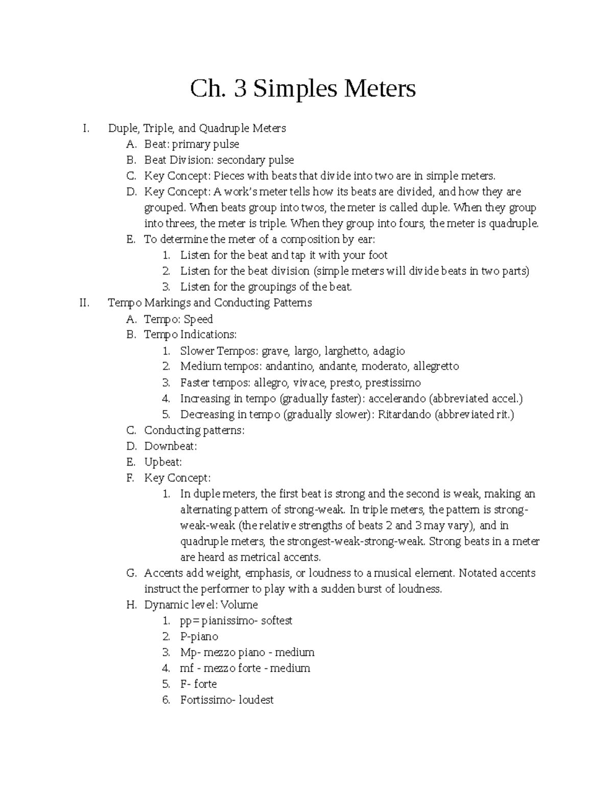 Ch. 3 Textbook Notes - Prof. M. Ter-Kazaryan Simple Meters - Ch. 3 ...
