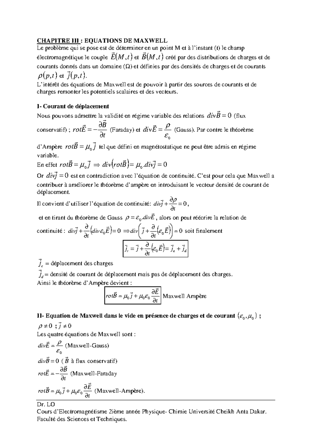Chapitre III - C'est tres interesante - Dr. LO Cours d ...