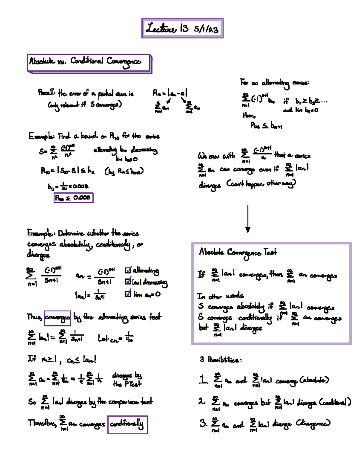 Lecture 13 May 1 Professor Hardt Lecture13 5 1 Absoluteus Conditional Convergence Foran