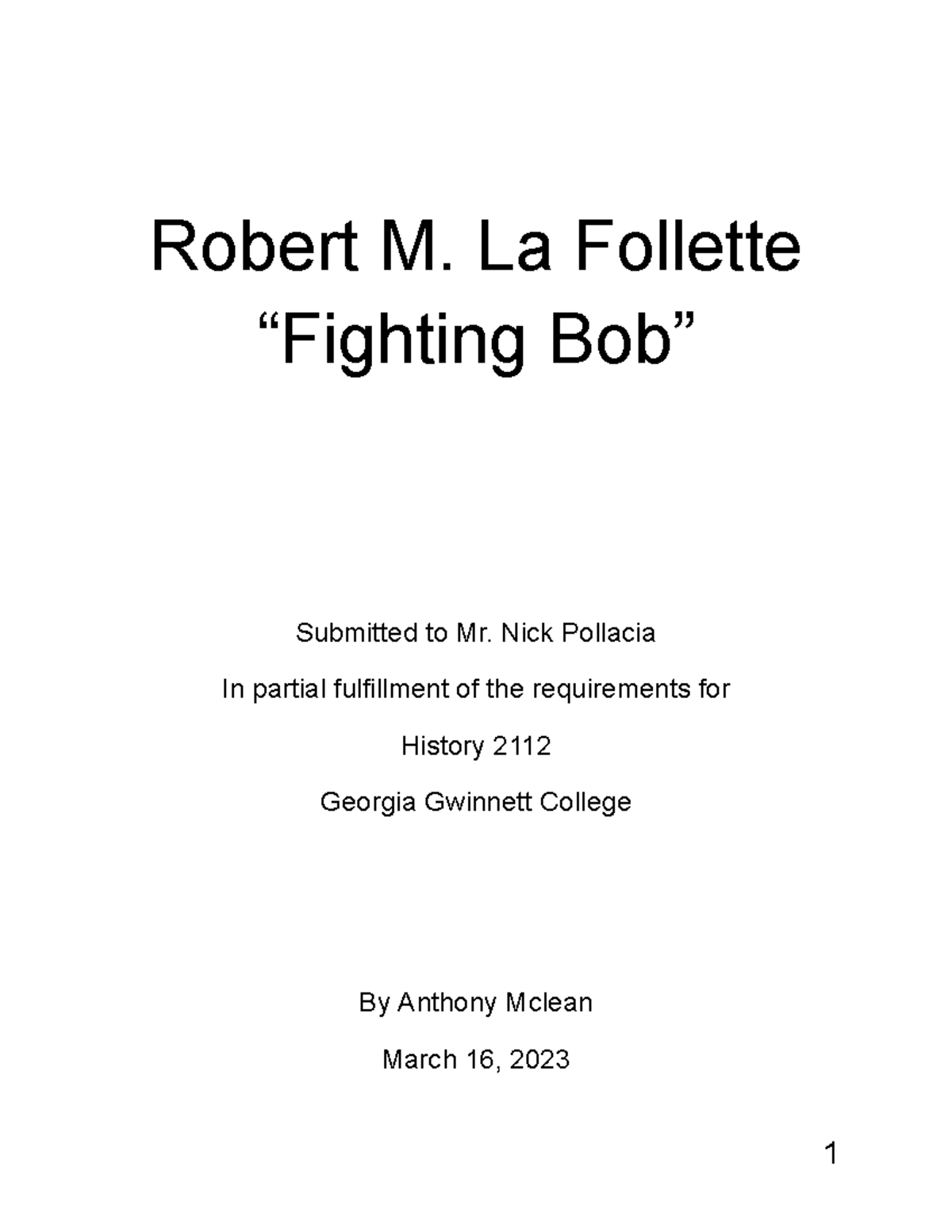 Robert M La Follette - Bibliography - Robert M. La Follette “Fighting ...
