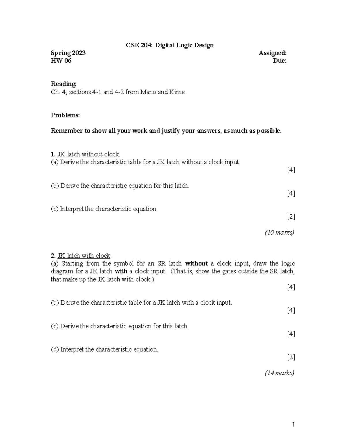 HW06 - Design of Operating System homework - CSE 204: Digital Logic Design Spring 2023 Assigned ...