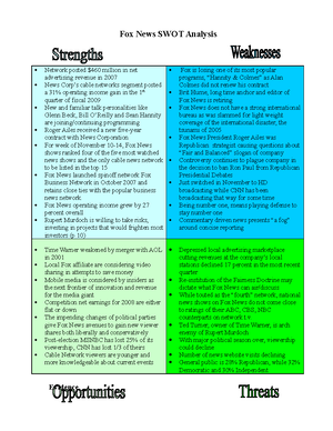 Case Study 2 SWOT Analysis - Merna Mohamed Lance Liguez BCMN 3319 March ...