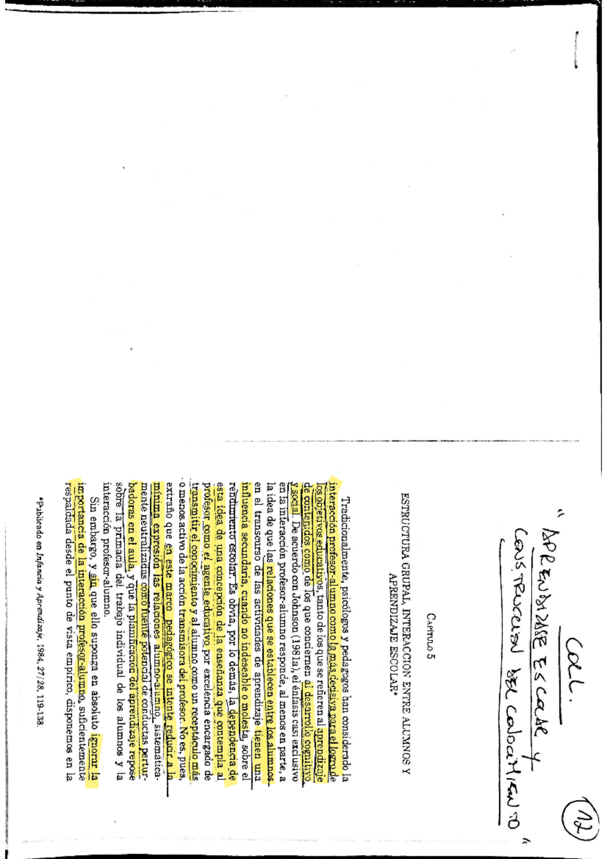 Aprendizaje escolar y construcción de conocimiento. C. Coll - Cap 5 ...