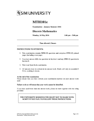 MTH101 Study Guide - MTH101 Discrete Mathematics Study Guide (5CU ...