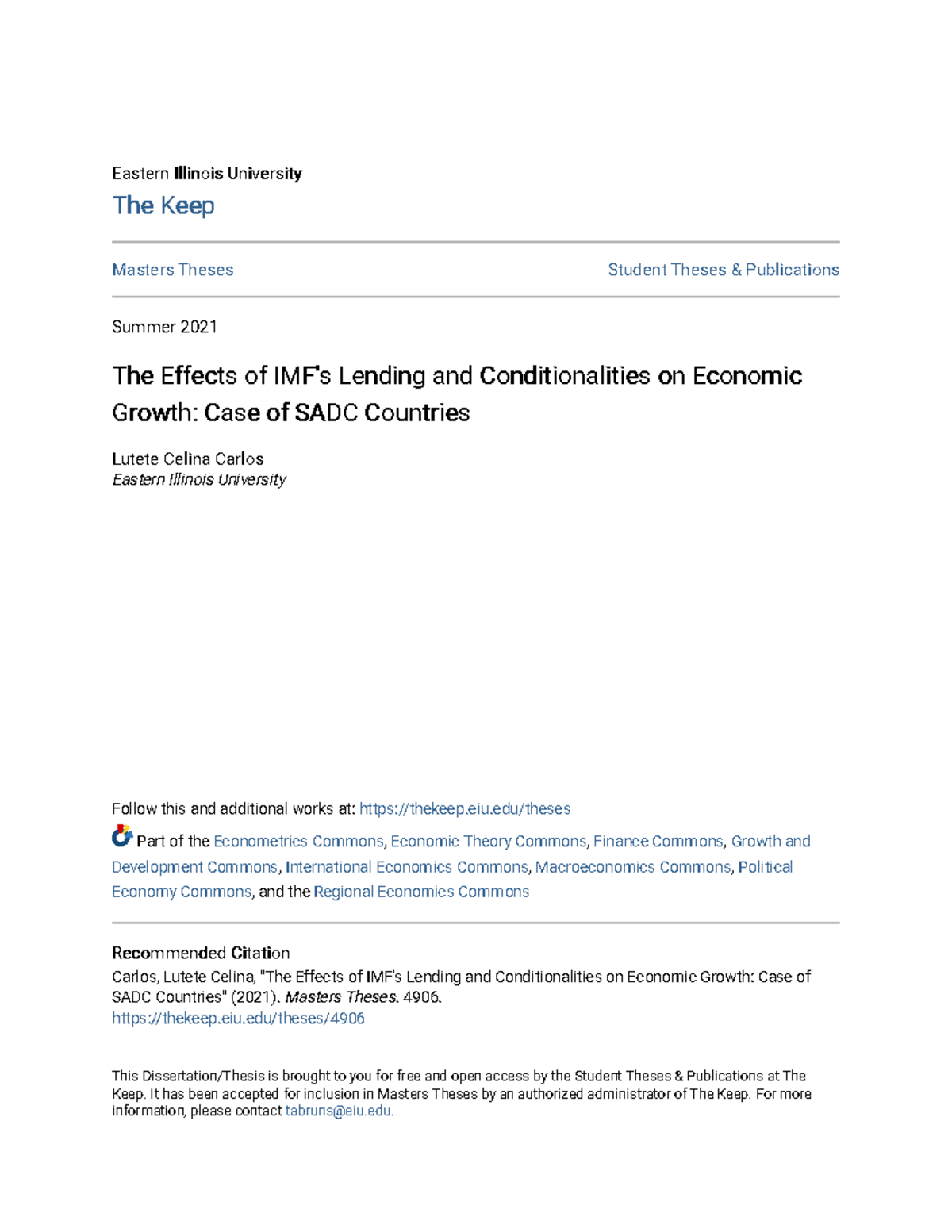 The Effects of IMFs Lending and Conditionalities on Economic Gro - eiu ...