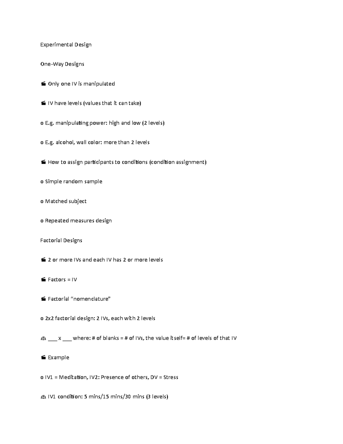 Experimental Design Notes - Experimental Design One-Way Designs Only ...