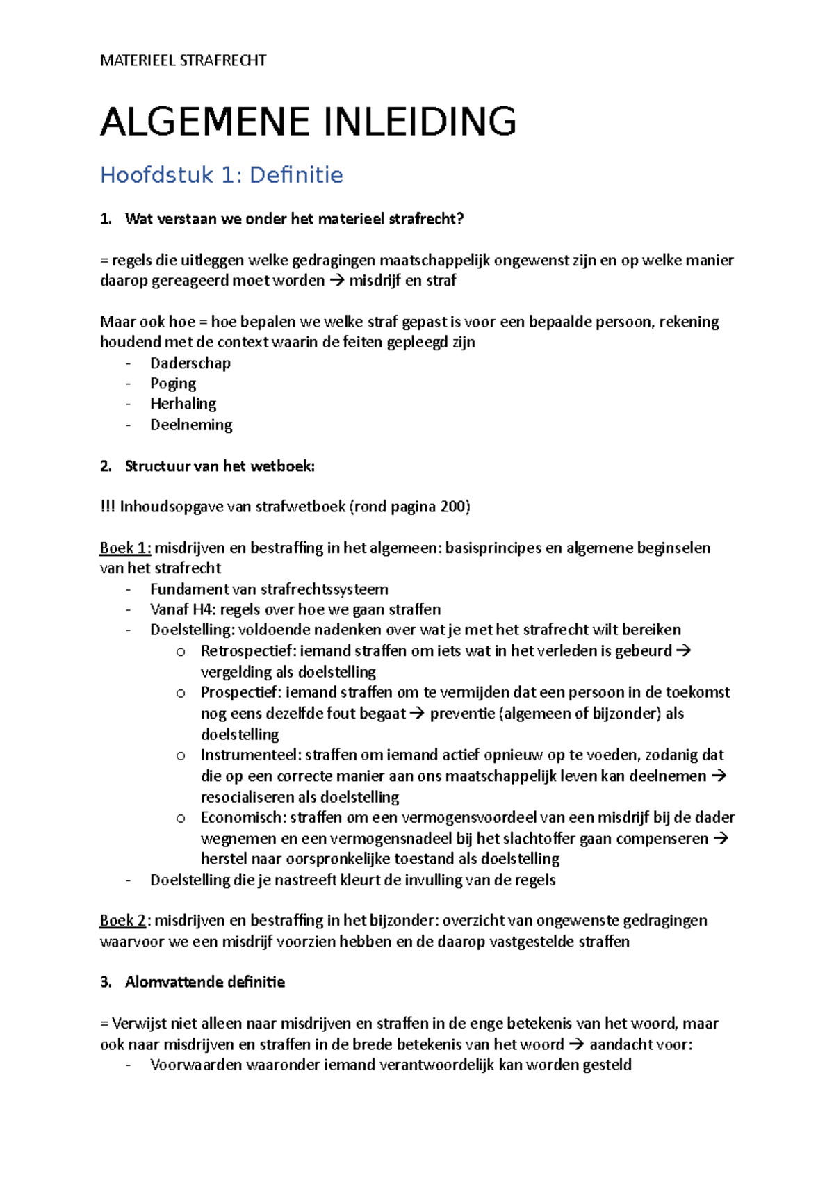 Algemene Inleiding materieel strafrecht - ALGEMENE INLEIDING Hoofdstuk ...