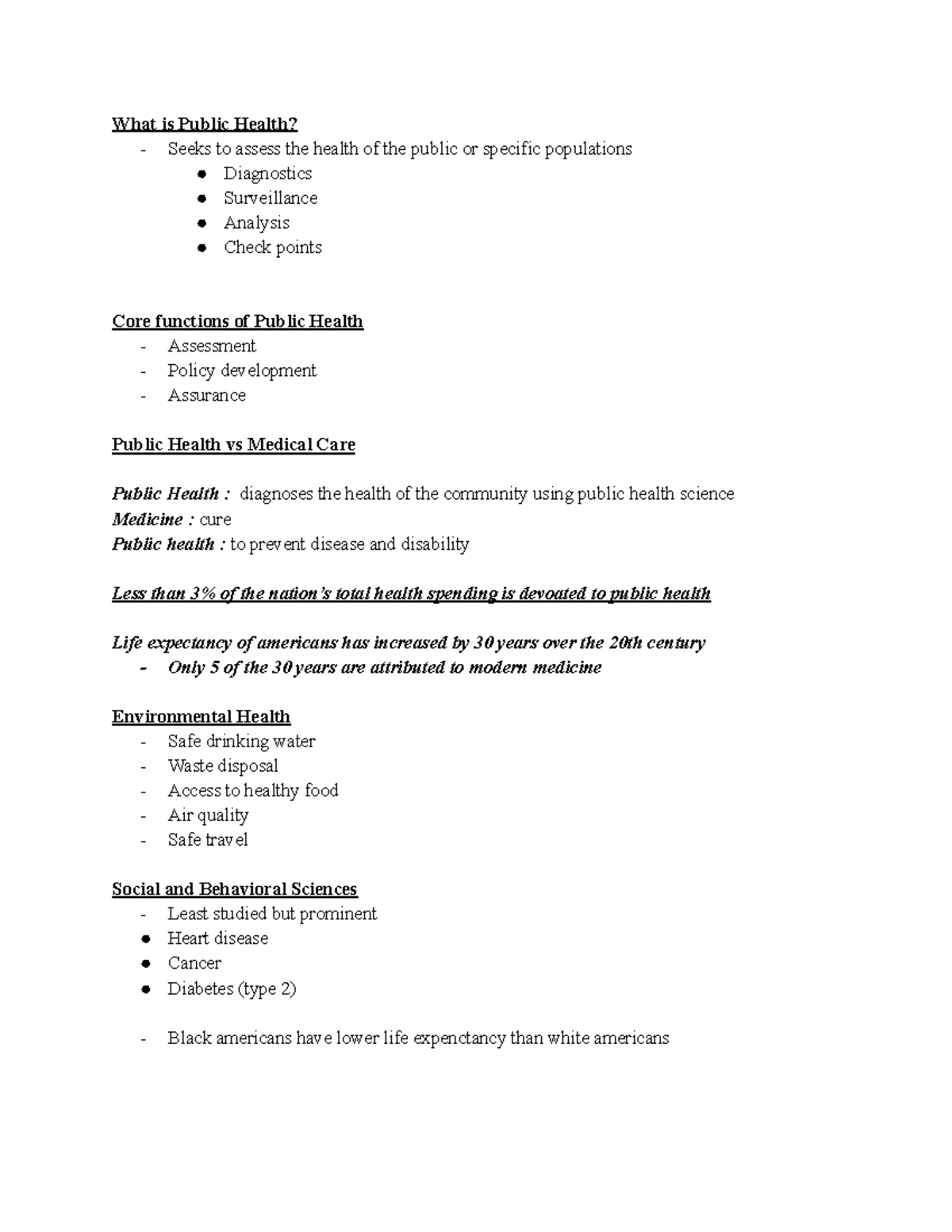 Public Health Ch 1 - exam 1 - What is Public Health? - Seeks to assess ...