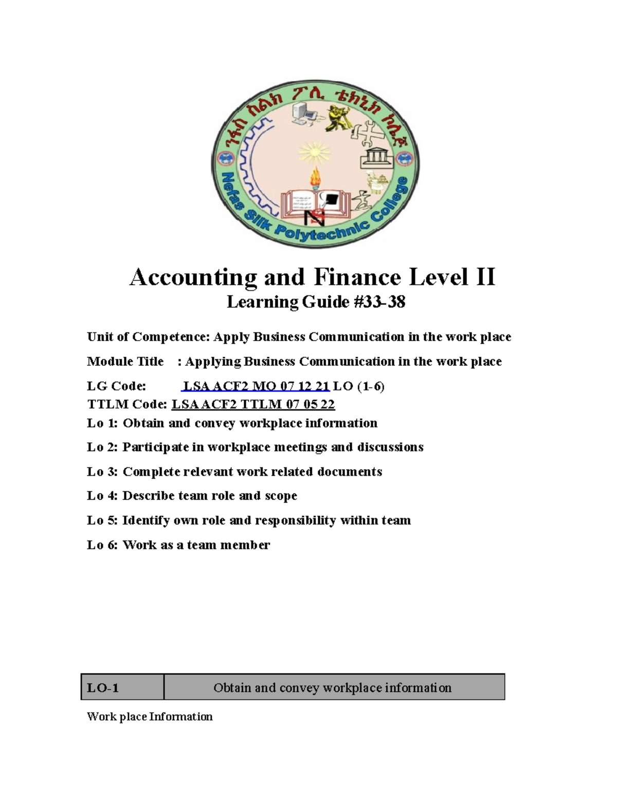 Module 7 Apply Business Communication - Accounting and Finance Level II ...