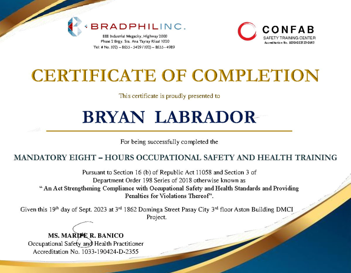 MESH-BRAD-PHIL - Information Technology - This certificate is proudly ...
