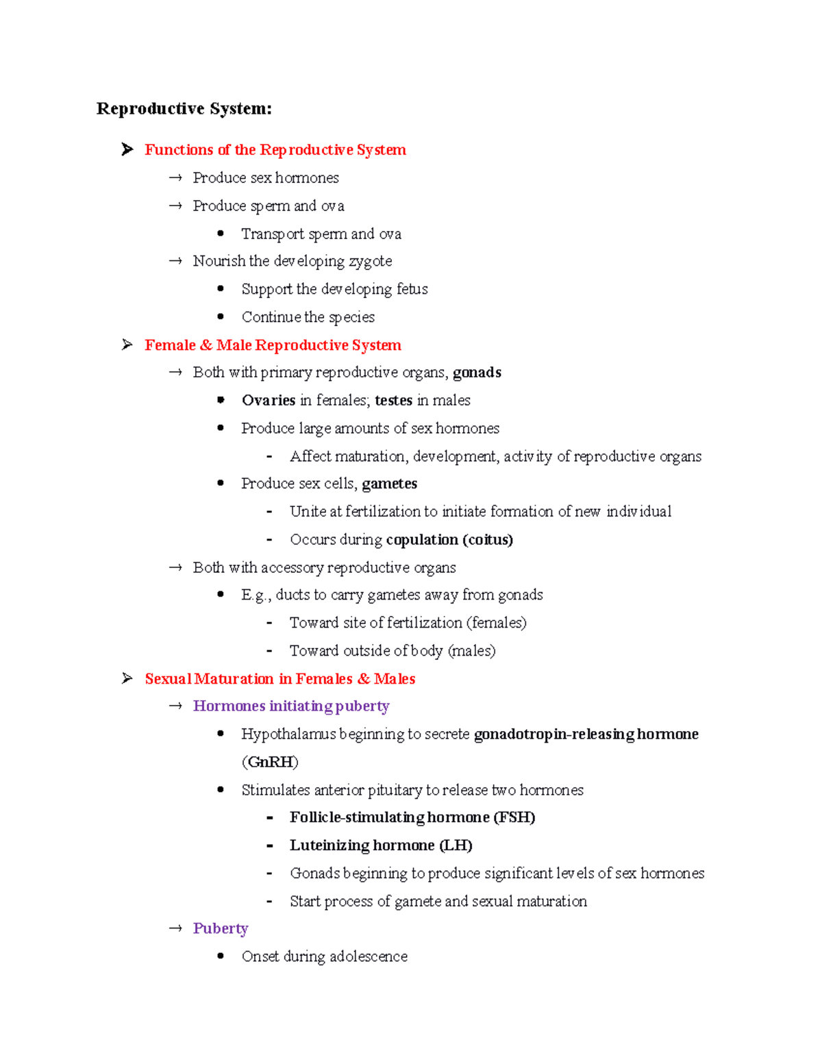 Final Exam Study Guide - Reproductive System: Functions of the ...