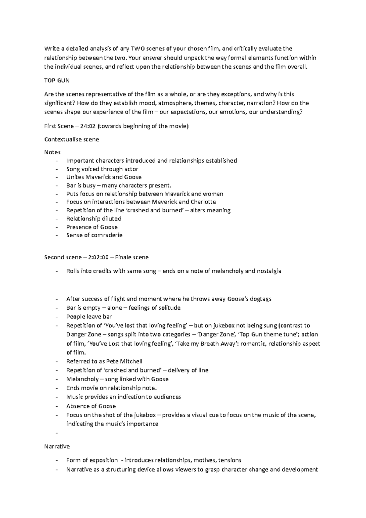 Essay 2 plan - Write a detailed analysis of any TWO scenes of your ...