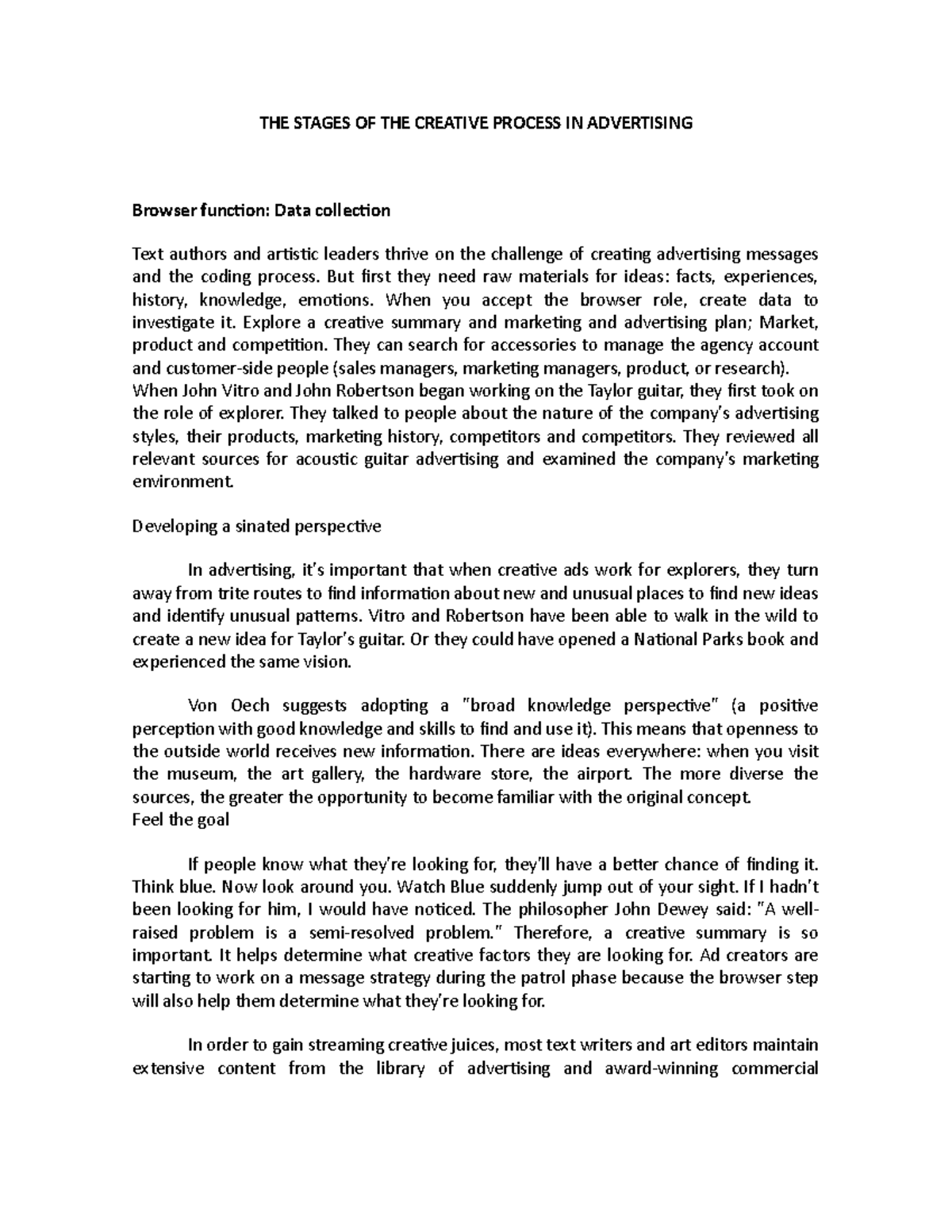 THE Stages OF THE Creative Process IN Advertising - THE STAGES OF THE ...