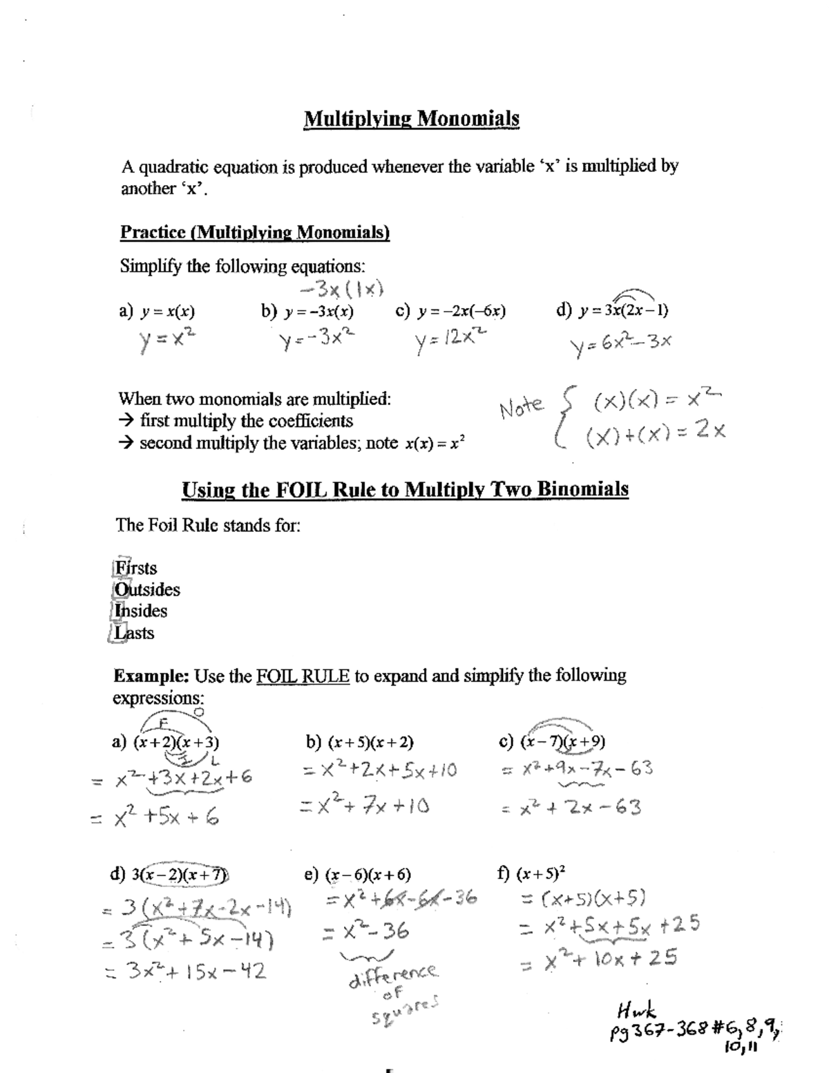 Mfm2p introductiontoquadraticequations soln 2-2 - Math 121.3 - Studocu
