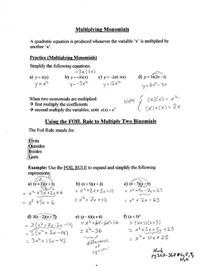 Mfm2p graphingquadraticequations soln 2-2 - Math 121.3 - Studocu