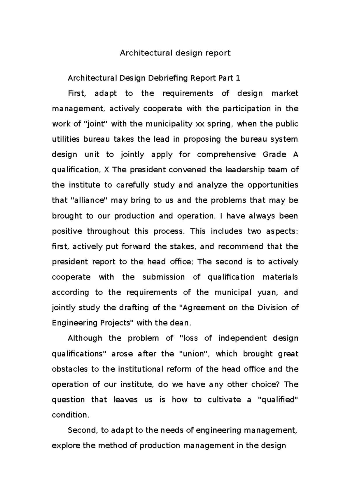 ENGR 114 Architectural design report - Architectural design report ...