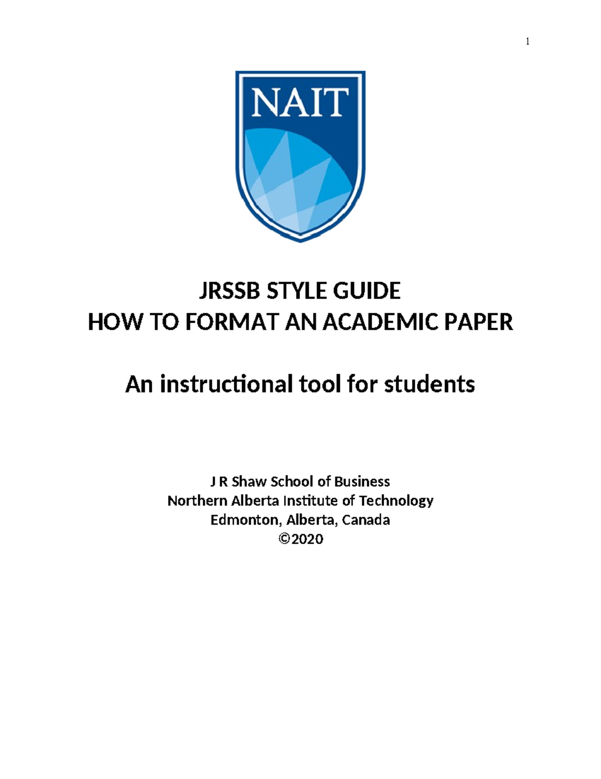 Jrssb Academic Paper Style Guide (APA) - JRSSB STYLE GUIDE HOW TO ...