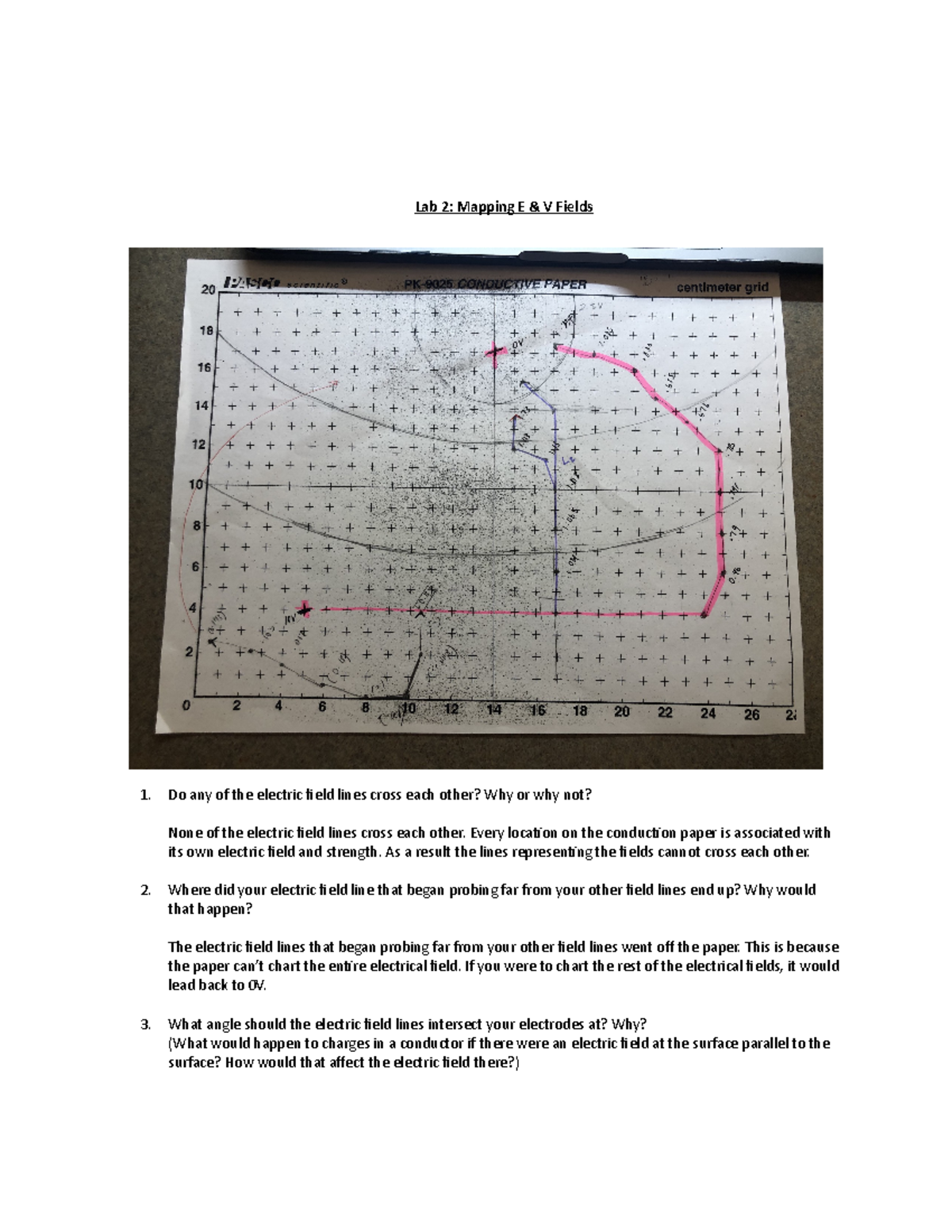 PHYS Lab 2 Mapping E&V Fields - Lab 2: Mapping E & V Fields Do any of ...