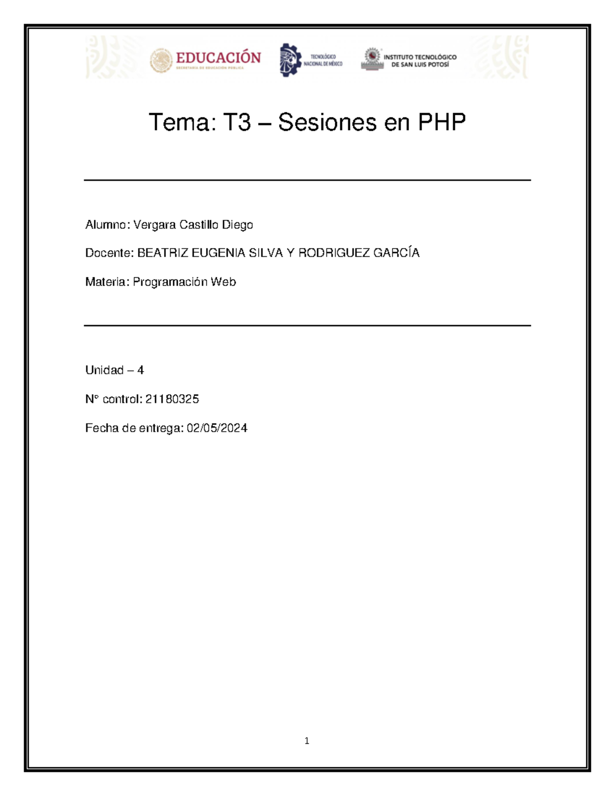 Sesiones PHP-Vergara Castillo Diego - Tema: T3 – Sesiones en PHP Alumno ...
