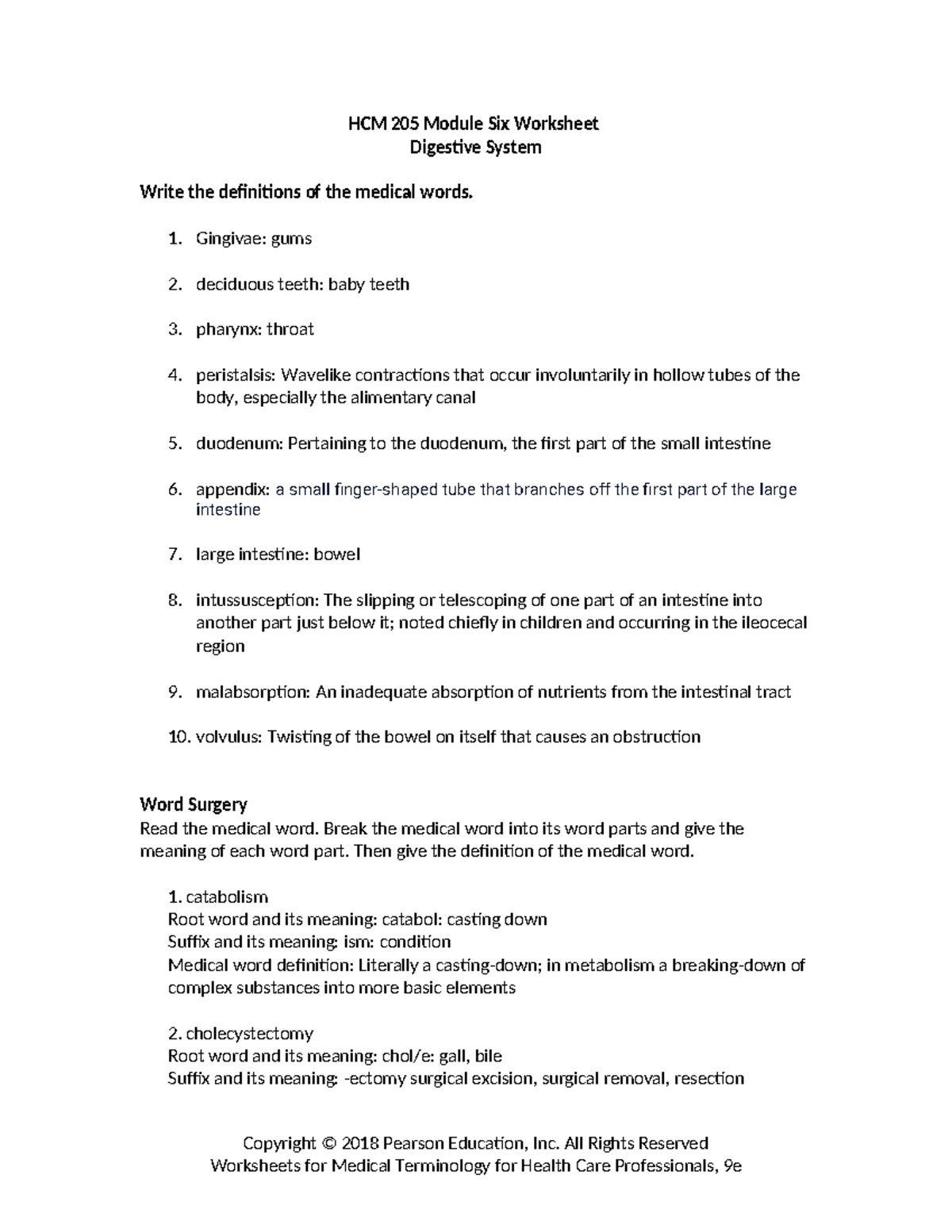 HCM 205 Module Six Worksheet - HCM 205 Module Six Worksheet Digestive ...