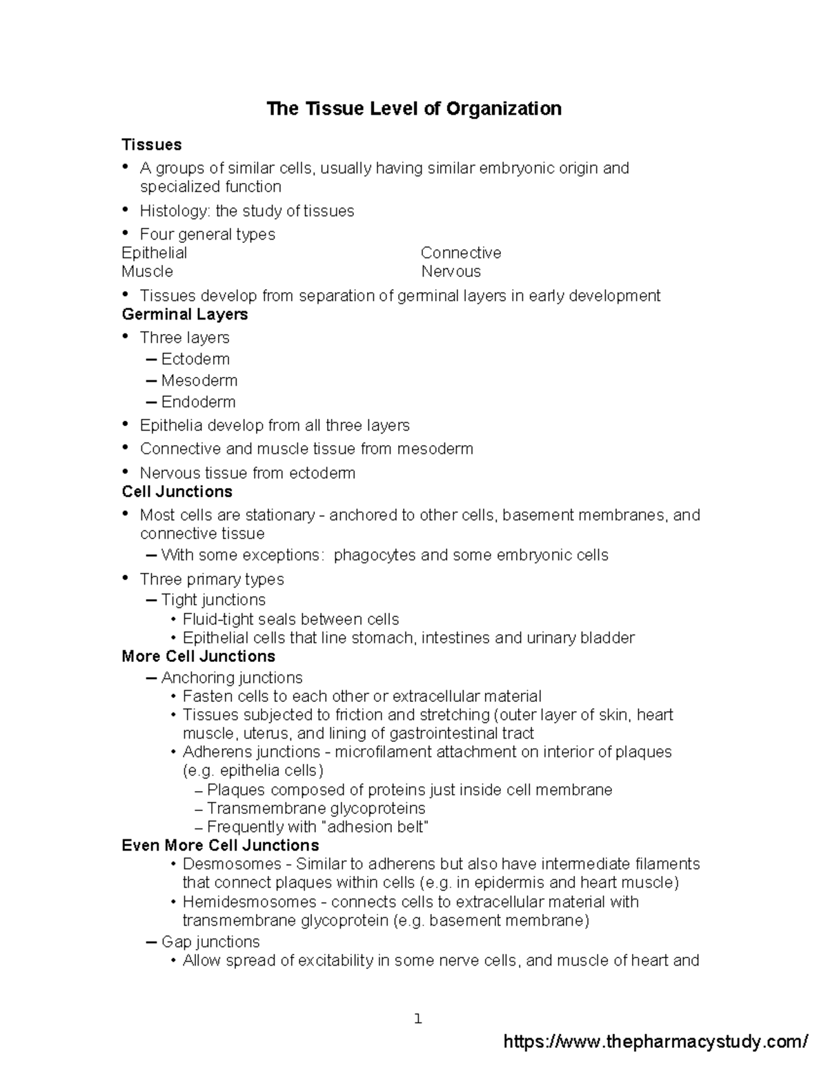 Tissue Level of Organization - The Tissue Level of Organization Tissues ...