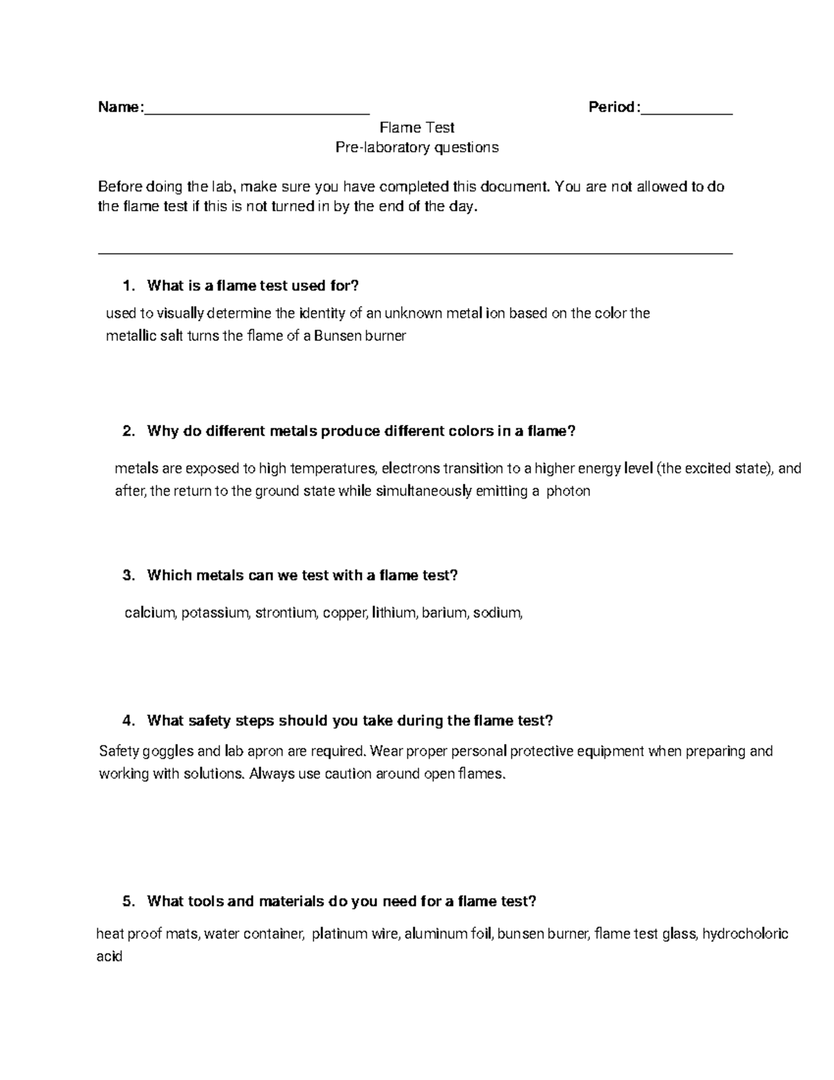 Kami Export - K'Layah Smith - Pre-lab (Flame test) - Name ...