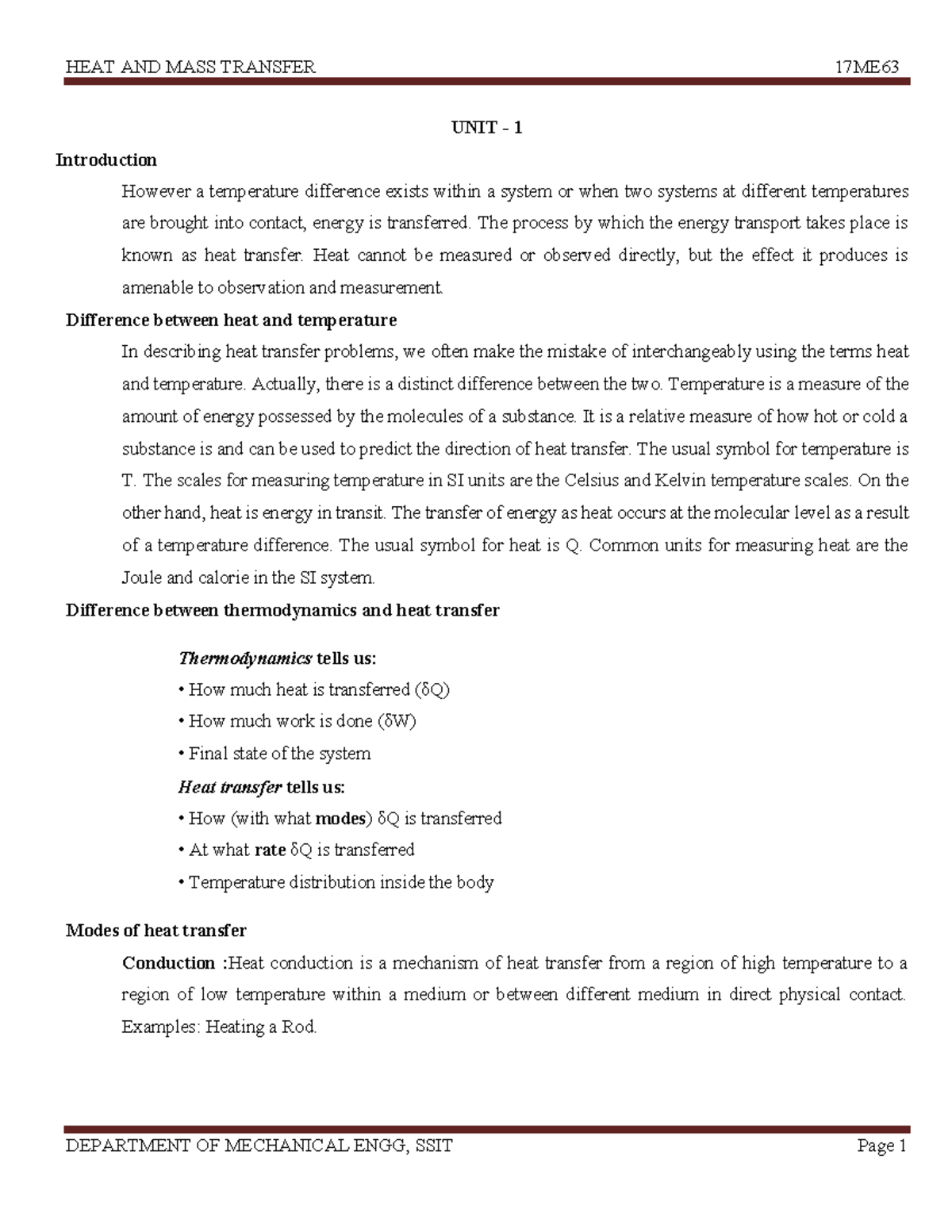 Heat and Mass trasfer for Mechanical Engineering students - HEAT AND ...