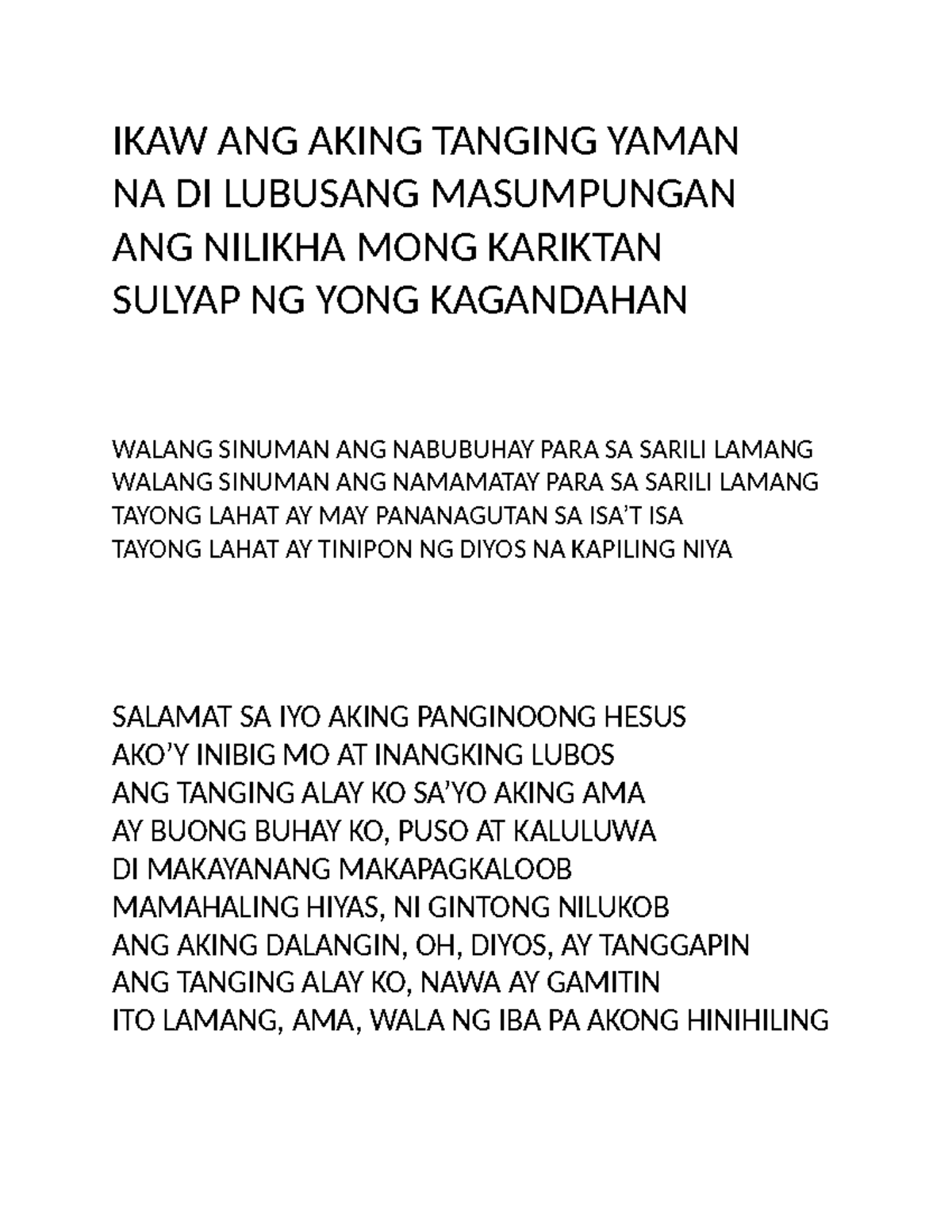 SONG - ,n,b,nv - IKAW ANG AKING TANGING YAMAN NA DI LUBUSANG ...