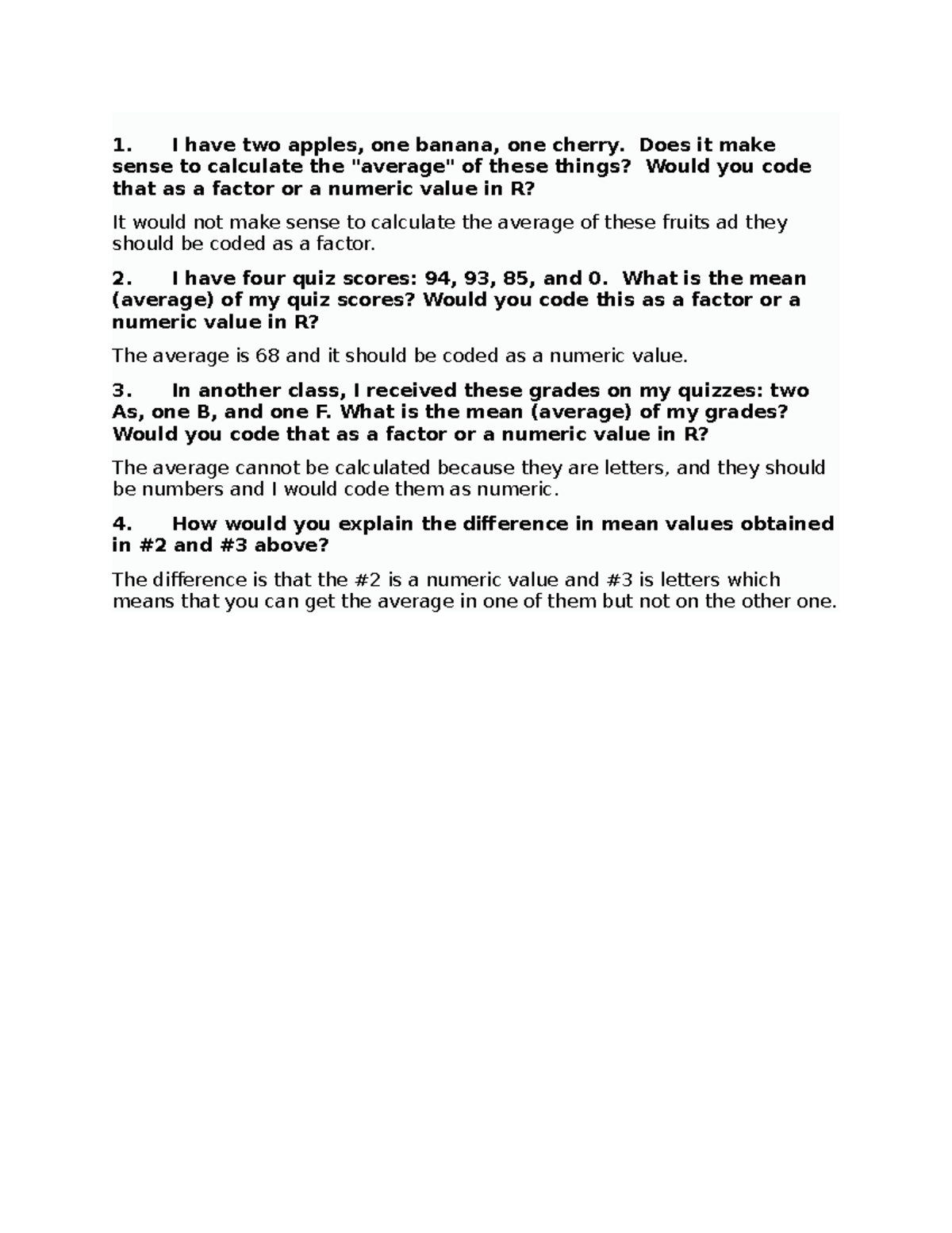 Discussion MATH UNIT 2 - I have two apples, one banana, one cherry ...