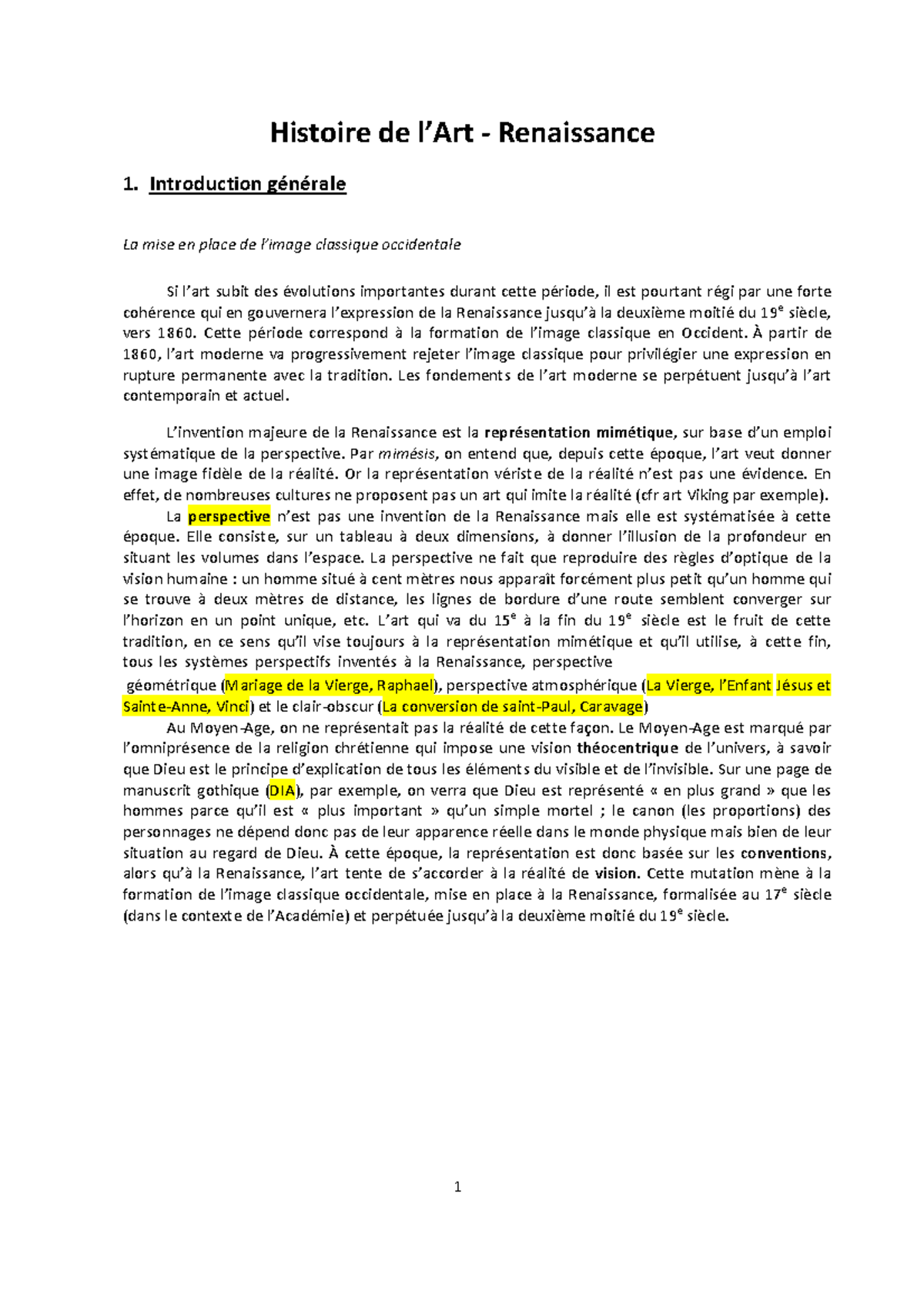 Histoire de l'Art - Renaissance - Introduction générale La mise en ...