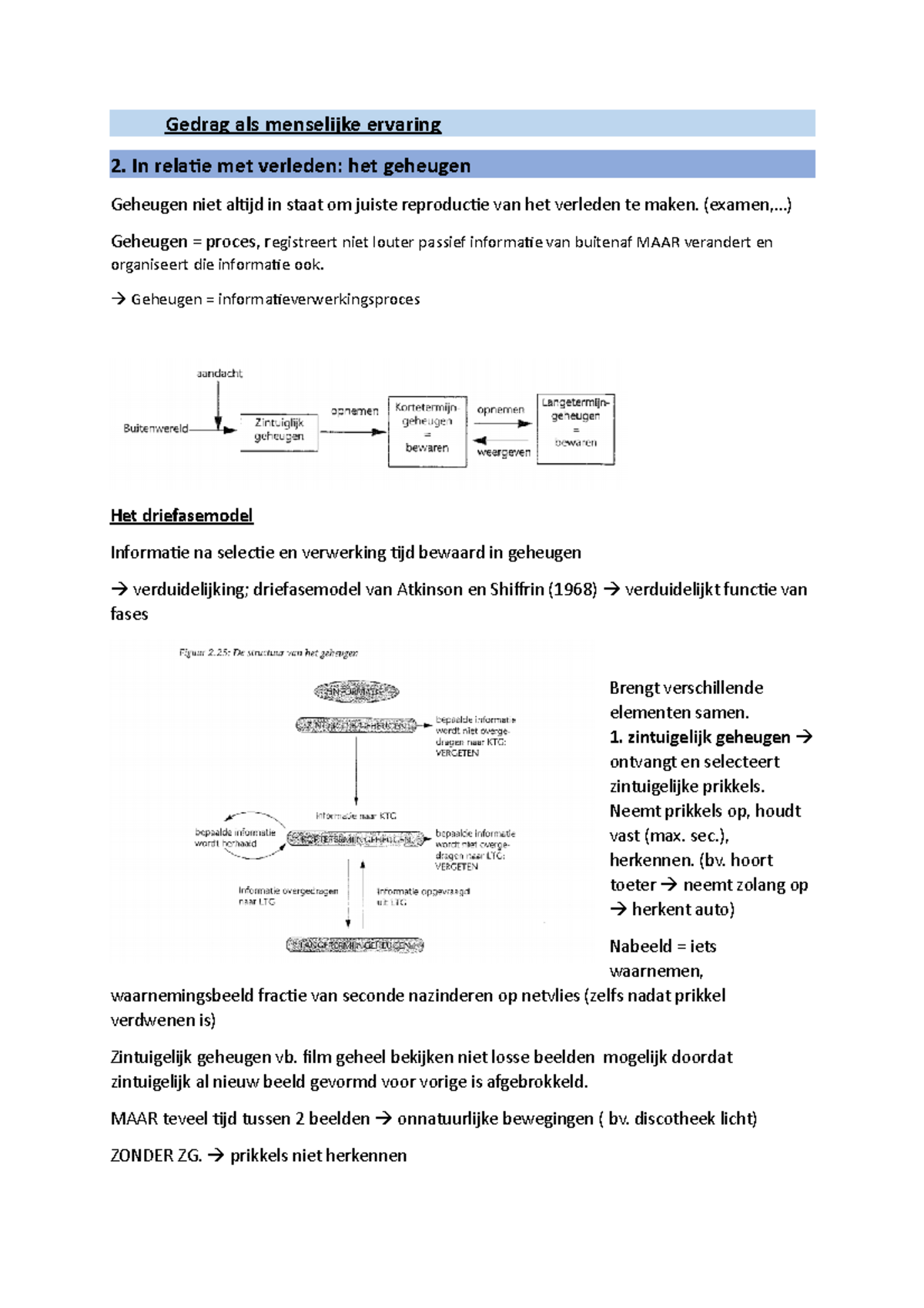 Blok 1.1 Samenvatting bijlage Gedrag als menselijke ervaring - Gedrag ...