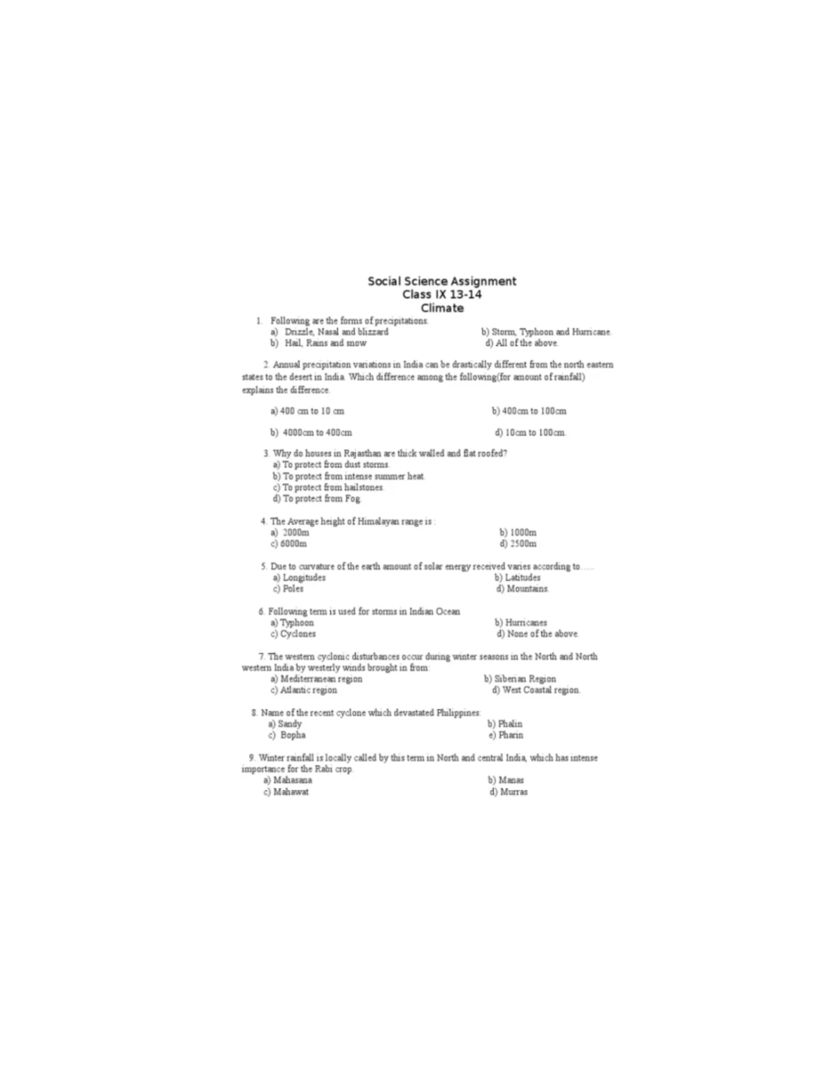 Science Class work - Studocu