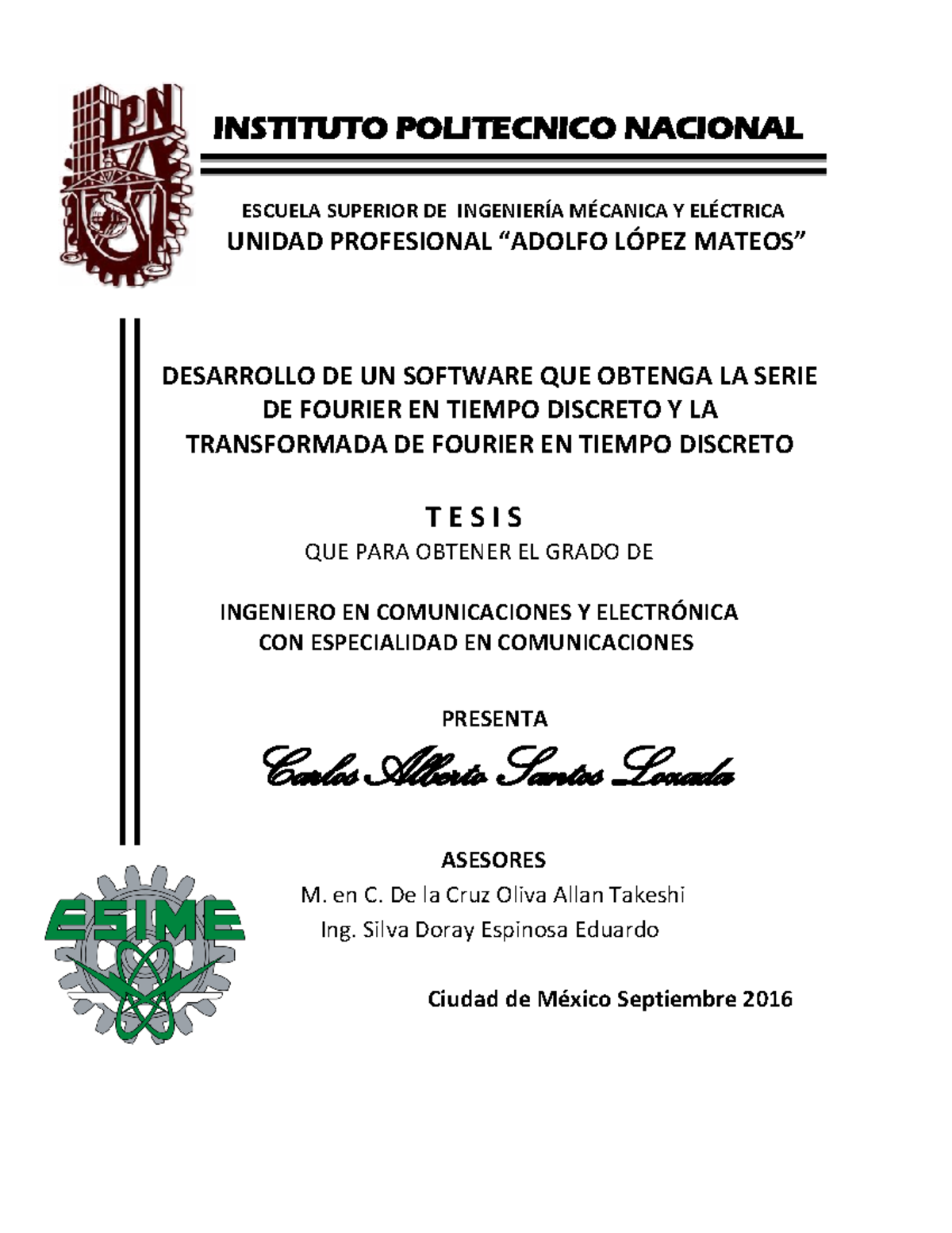 Tesis de ALUMNO de ipn - INSTITUTO POLITECNICO NACIONAL ESCUELA ...