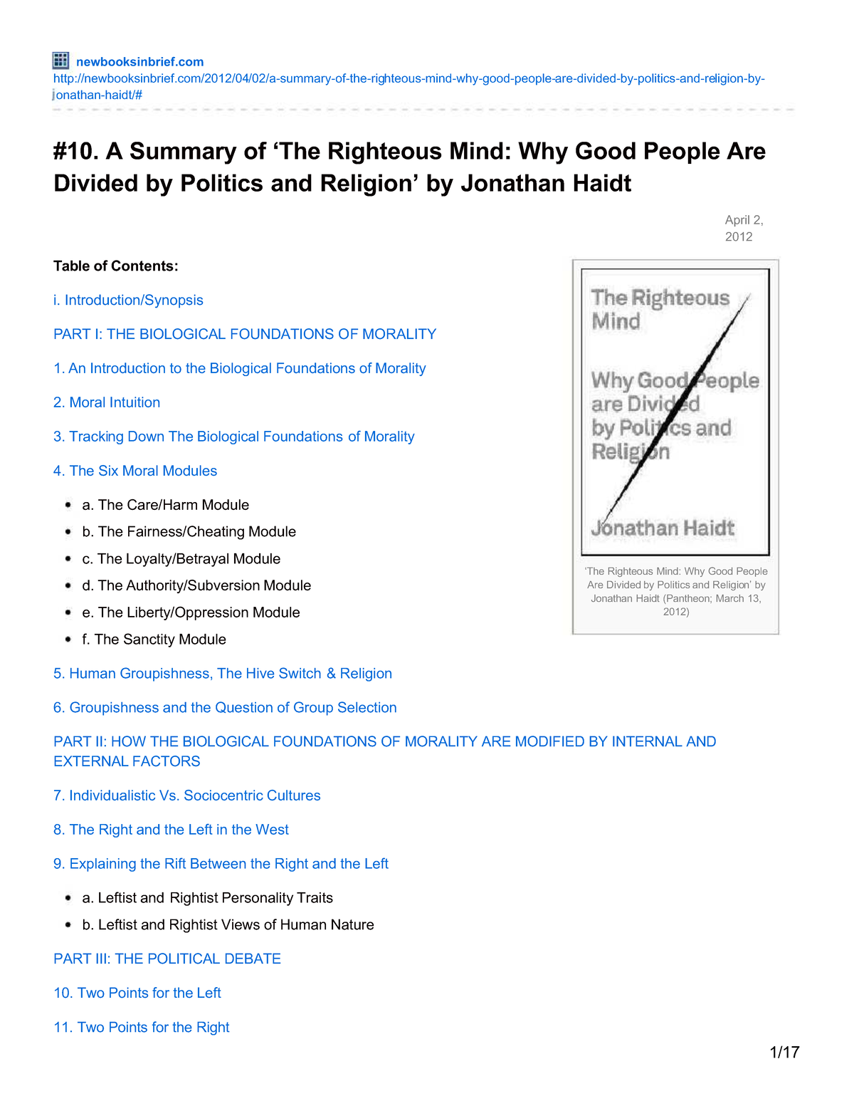 The Righteous Mind - - Studocu