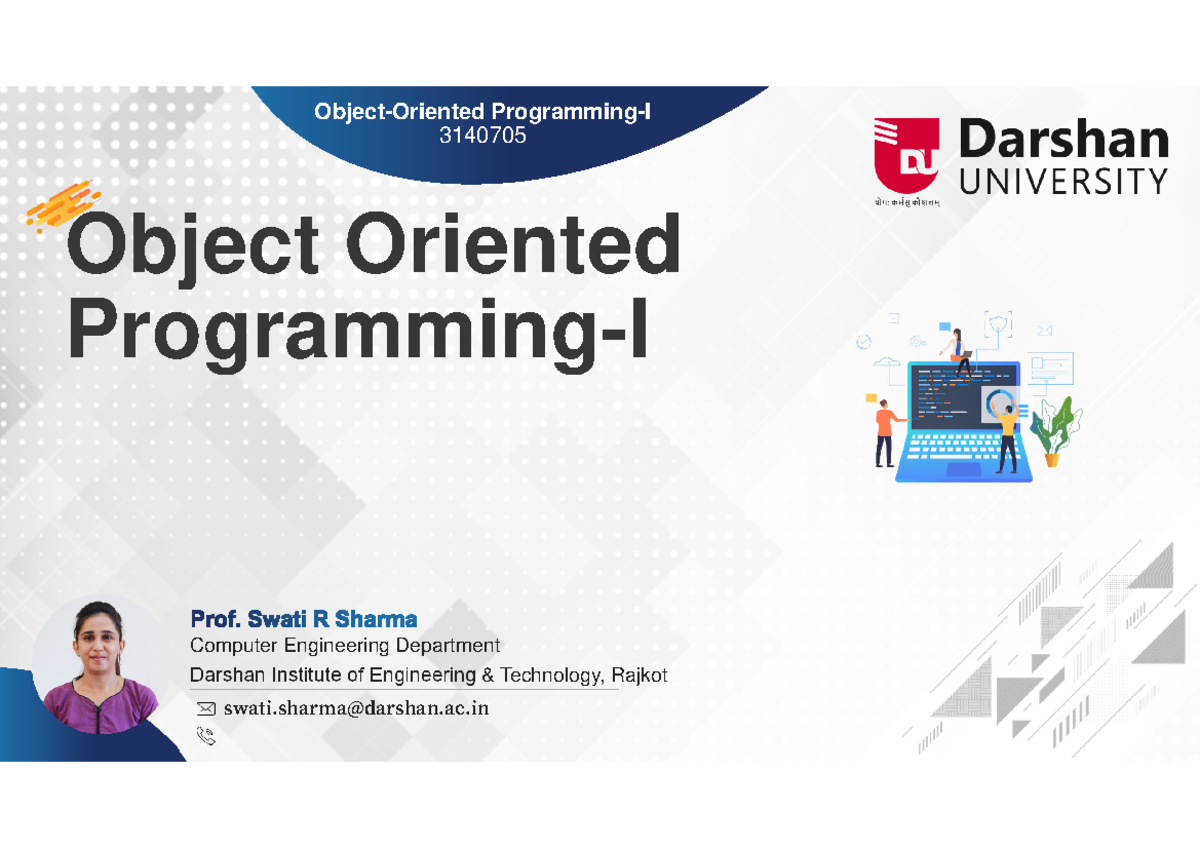 Unit-1 java - Kinjal Thakkar - Darshan Institute of Engineering & Technology, Rajkot Object ...