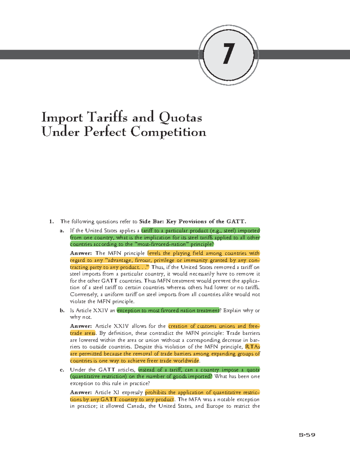Chapter 7 questions - Import Tariffs and Quotas Under Perfect ...