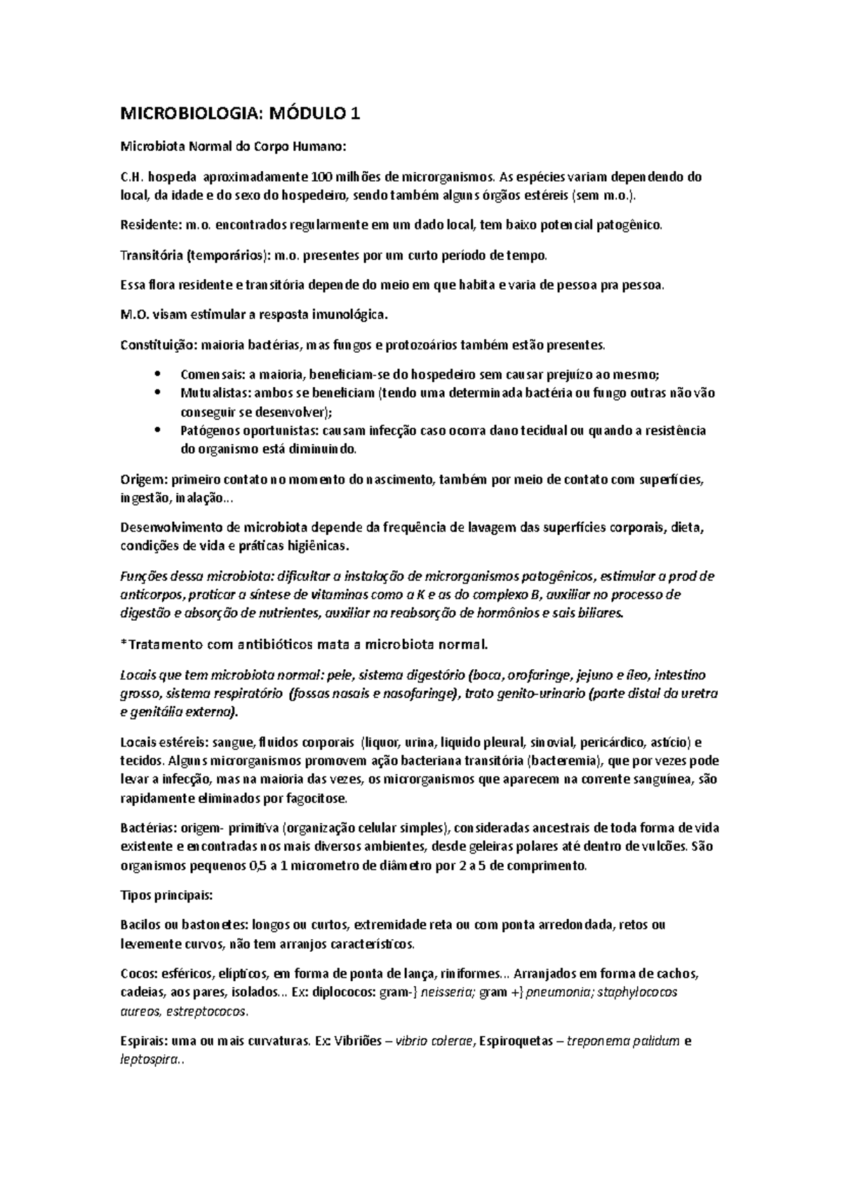 Microbiologia - medicina - MICROBIOLOGIA: MÓDULO 1 Microbiota Normal do ...