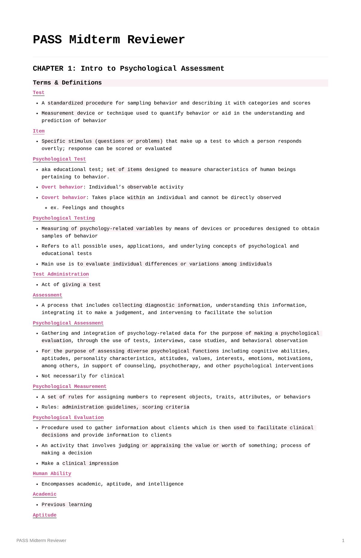 PASS Midterm Reviewer - Psych Assess Lecture - PASS Midterm Reviewer ...