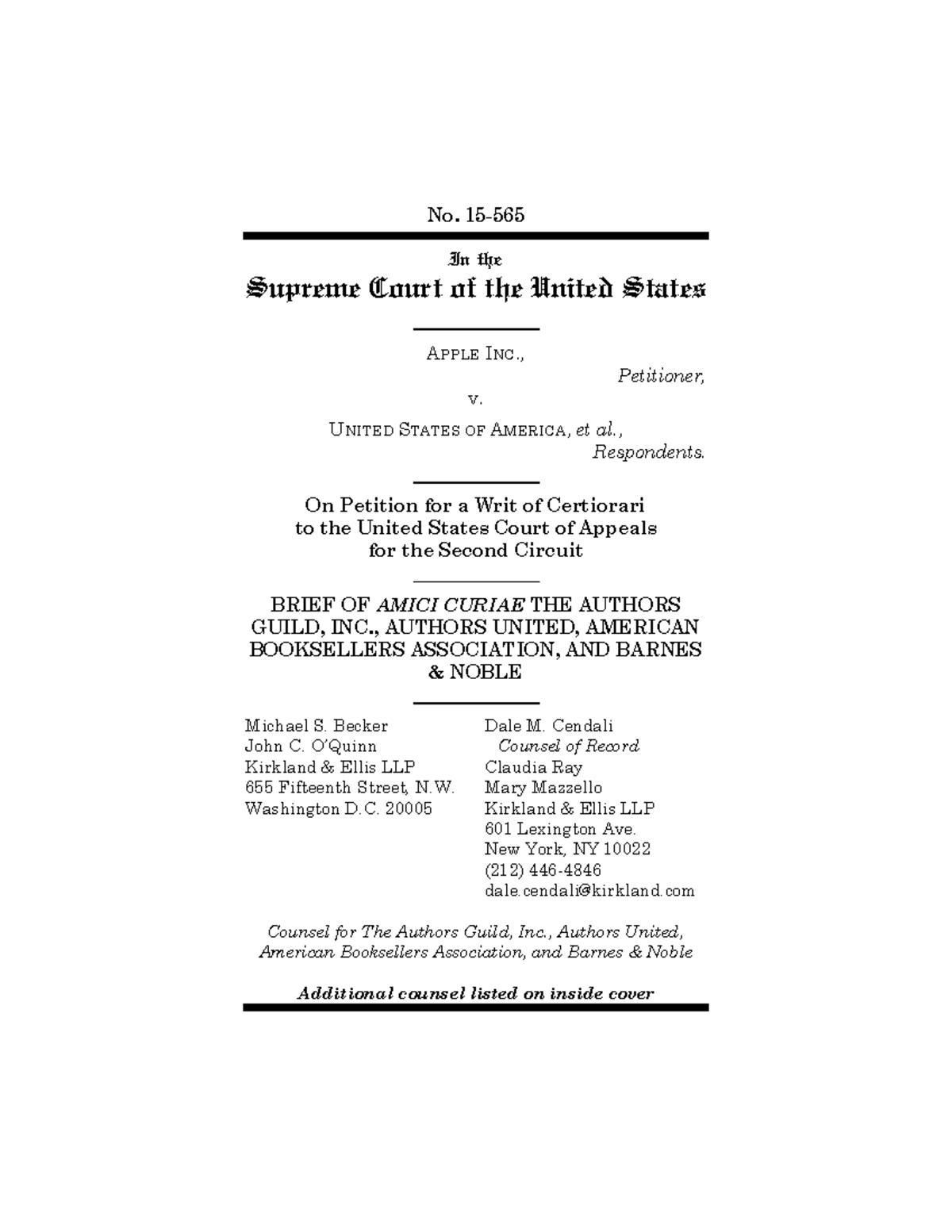 No 15 565 Amicus Brief with Stamp - No. 15- In the Supreme Court of the ...