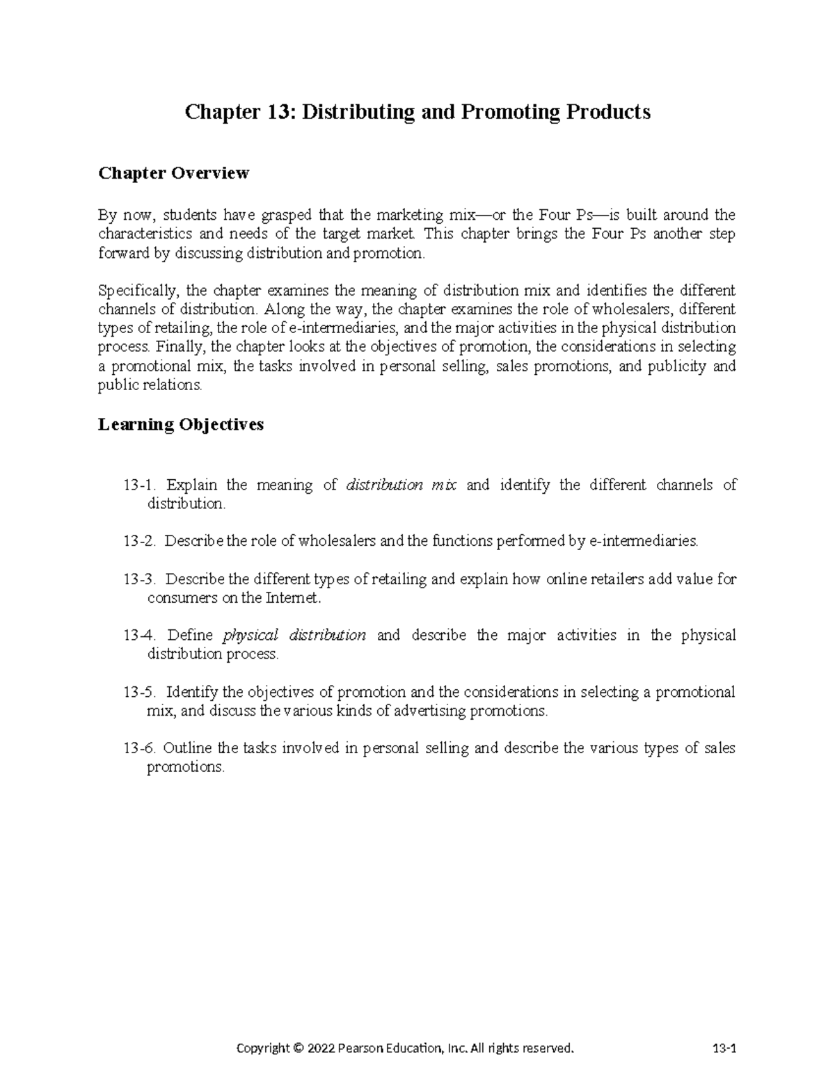Chapter 13 Lecture Notes Overview - Chapter 13: Distributing and ...