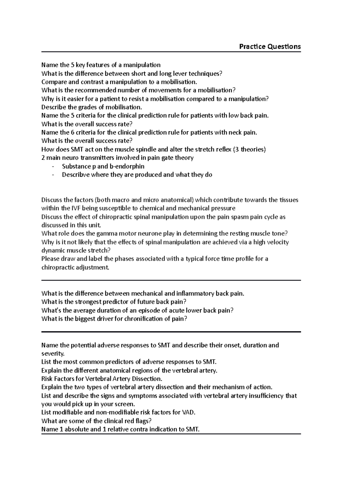 Practice Exam Questions - Practice Questions Name the 5 key features of ...