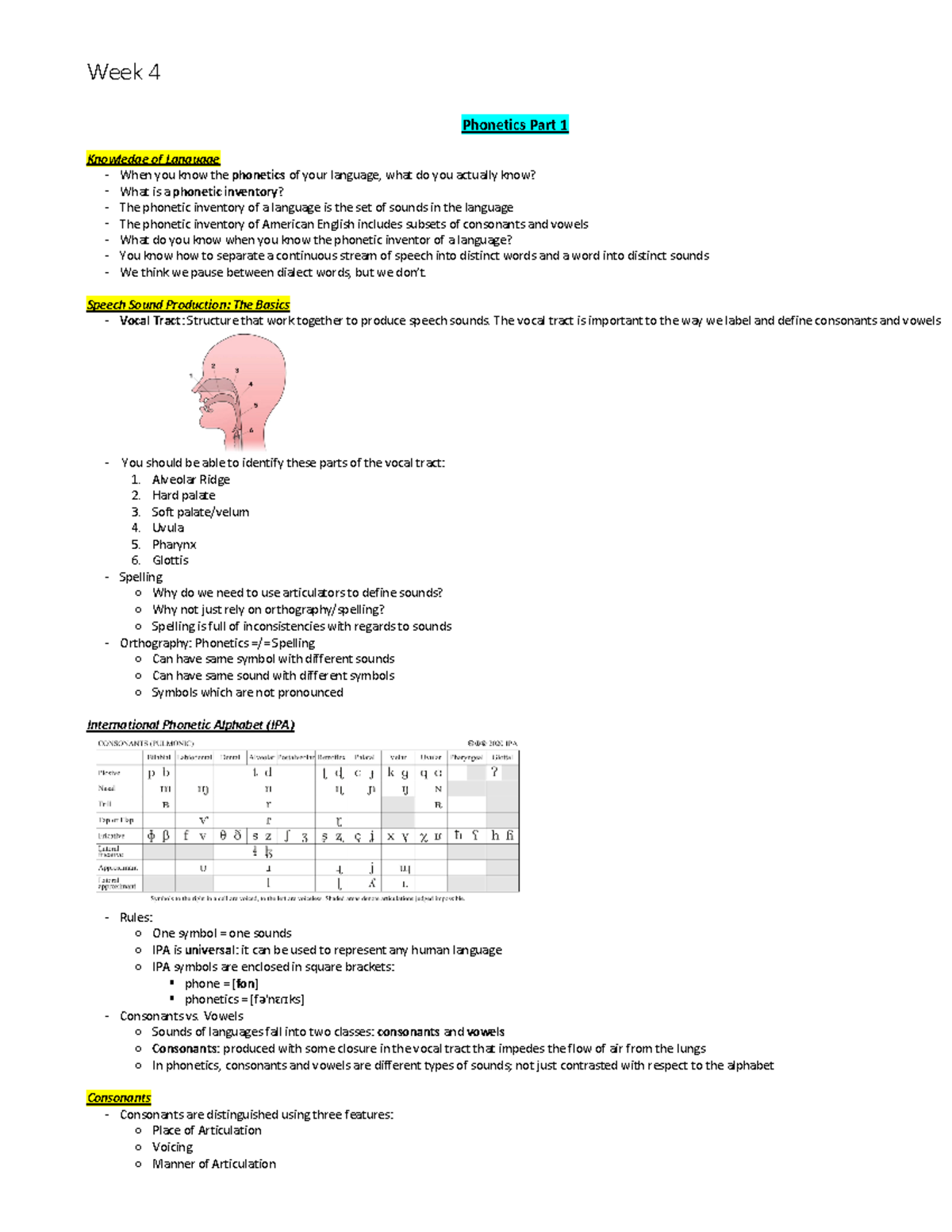 Week4 - William Harold Torrence - Phonetics Part 1 Knowledge of ...