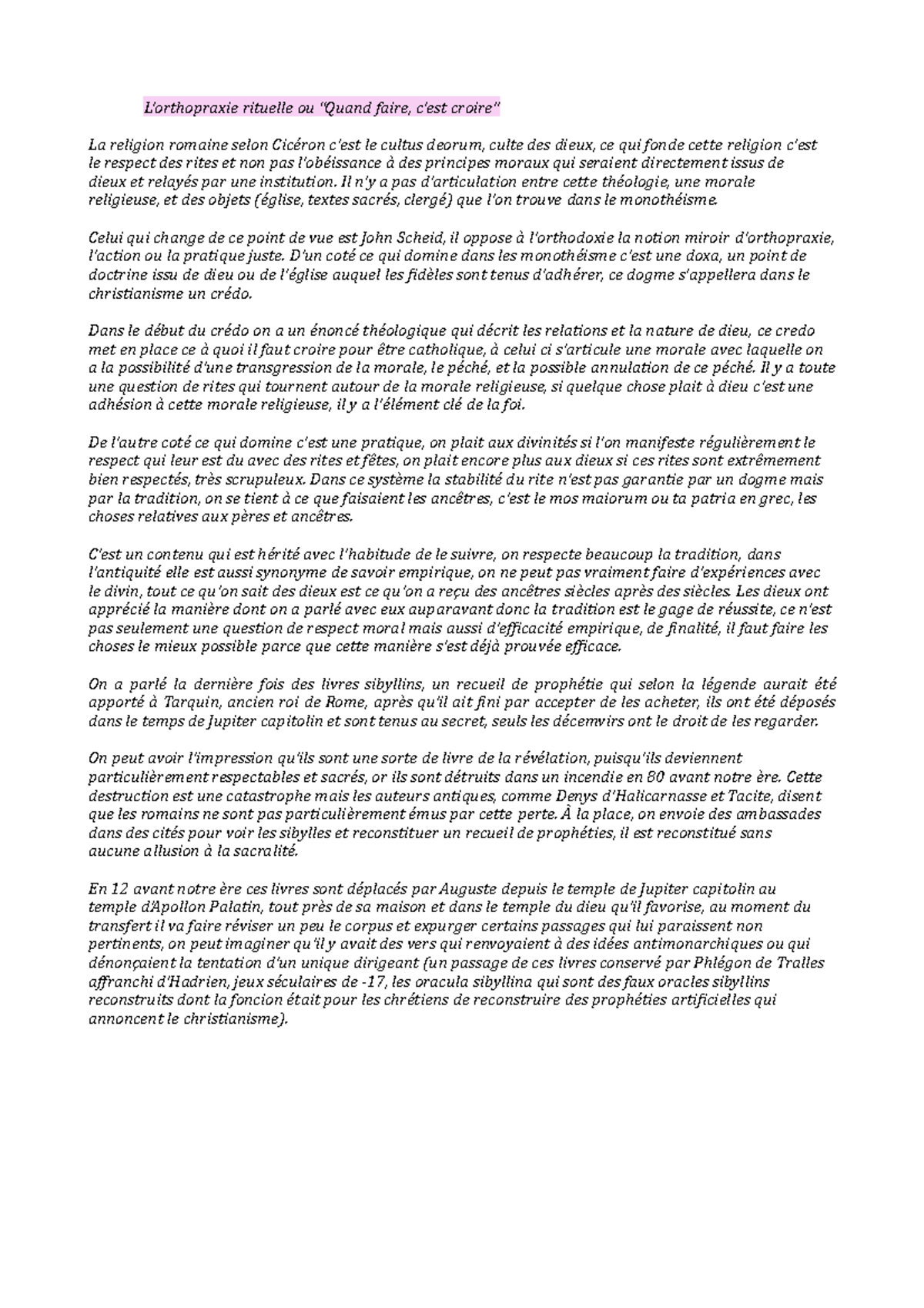 L’orthopraxie rituelle - Il n’y a pas d’articulation entre cette ...