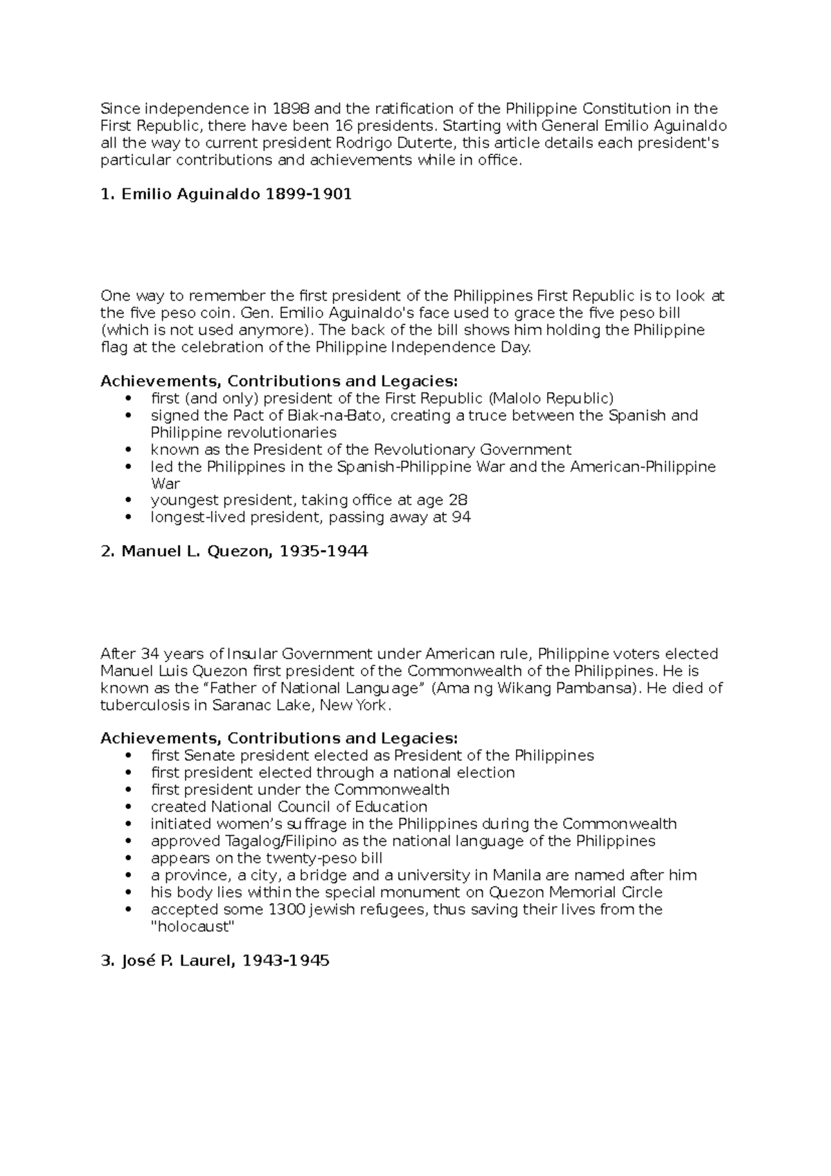 Document 2 - Answer for the assignment from history class - Since ...